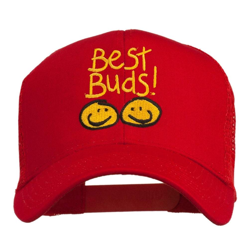 Best Buds Smile Faces Embroidered Mesh Cap - Red OSFM - Walmart.com
