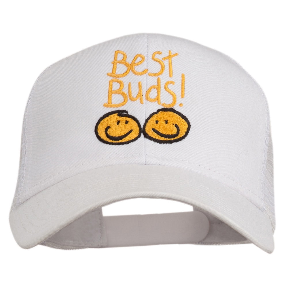 Best Buds Smile Faces Embroidered Mesh Cap - White OSFM - Walmart.com