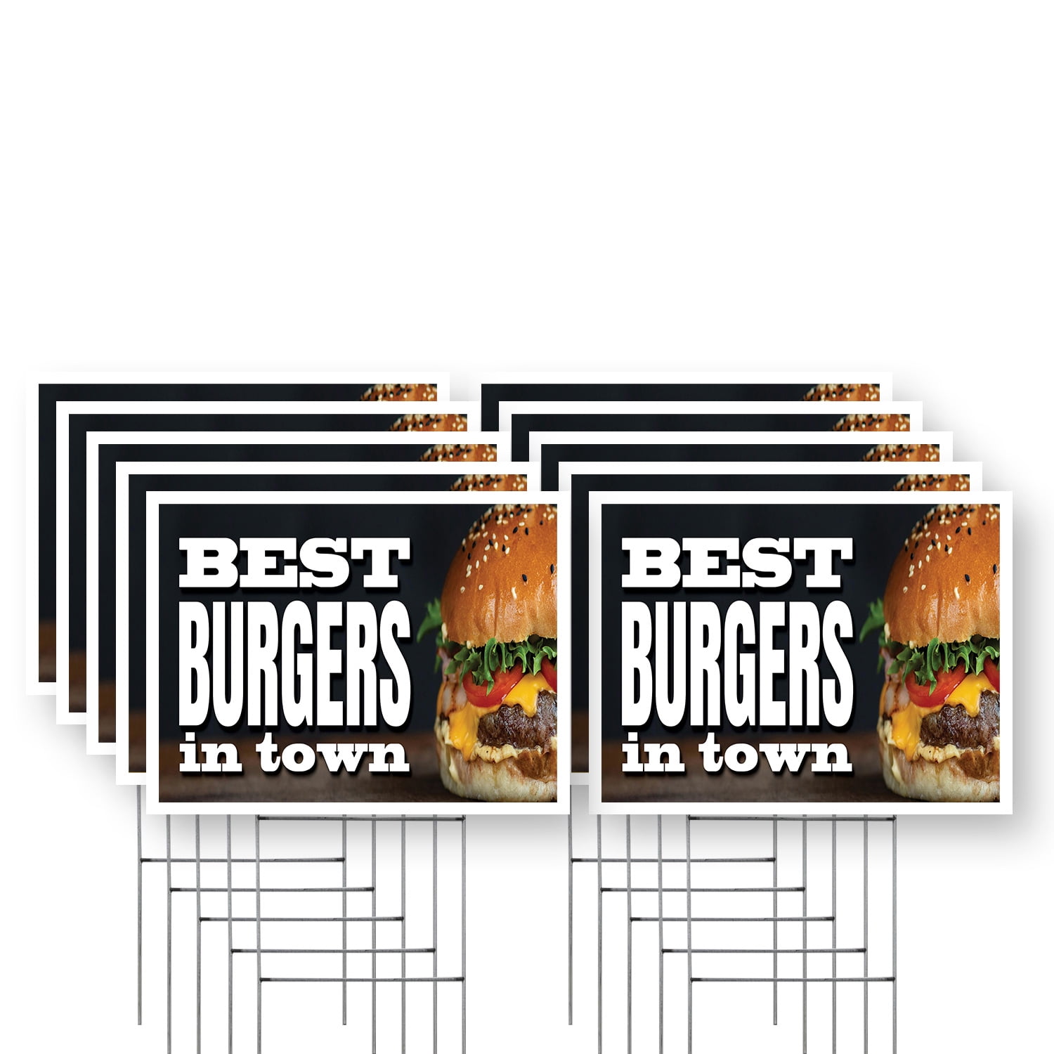 The Best Burgers In Town Yard Sign 10 Pack of 18 Inch x 24 Inch Single ...