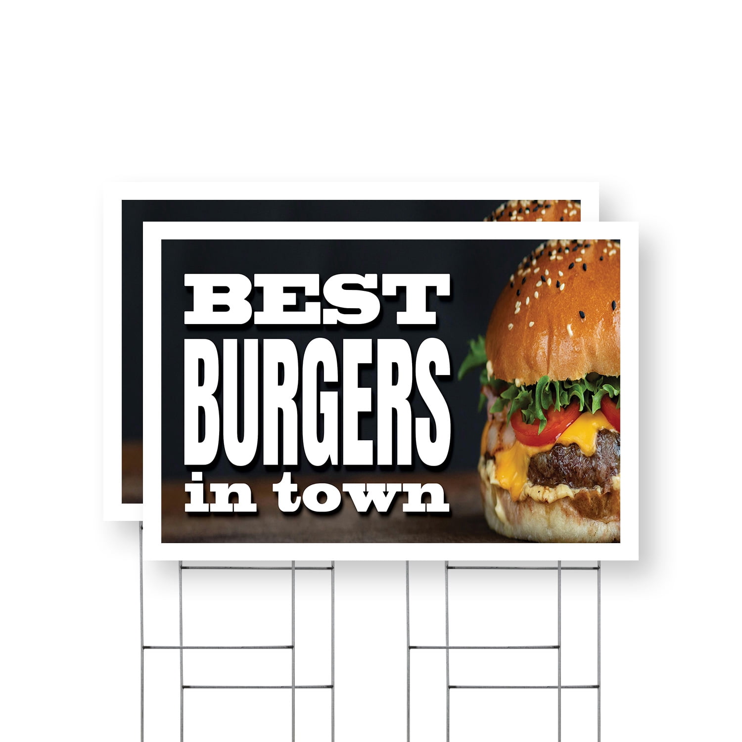The Best Burgers In Town Yard Sign 2 Pack of 24 Inch x 36 Inch Single ...
