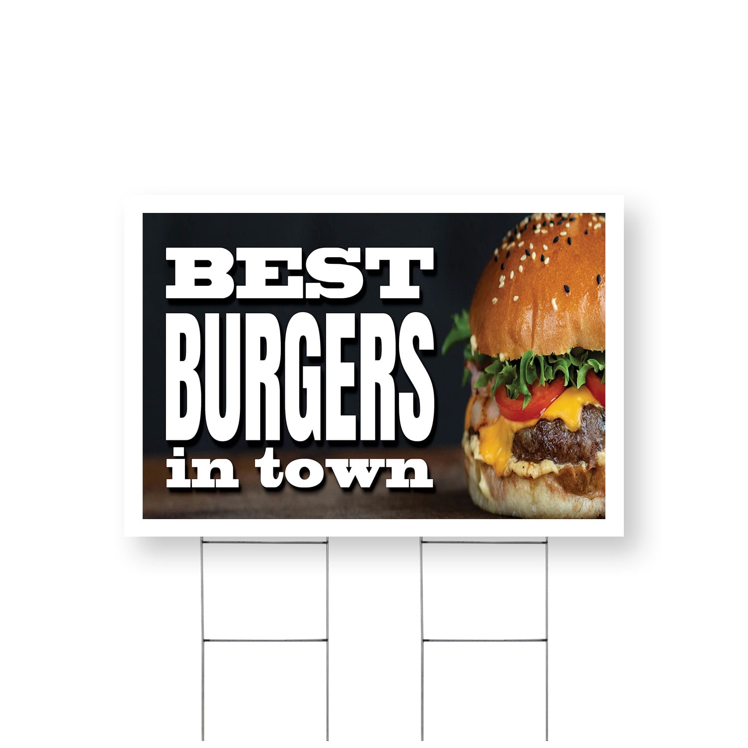The Best Burgers In Town Yard Sign 24 Inch x 36 Inch Single Sided ...