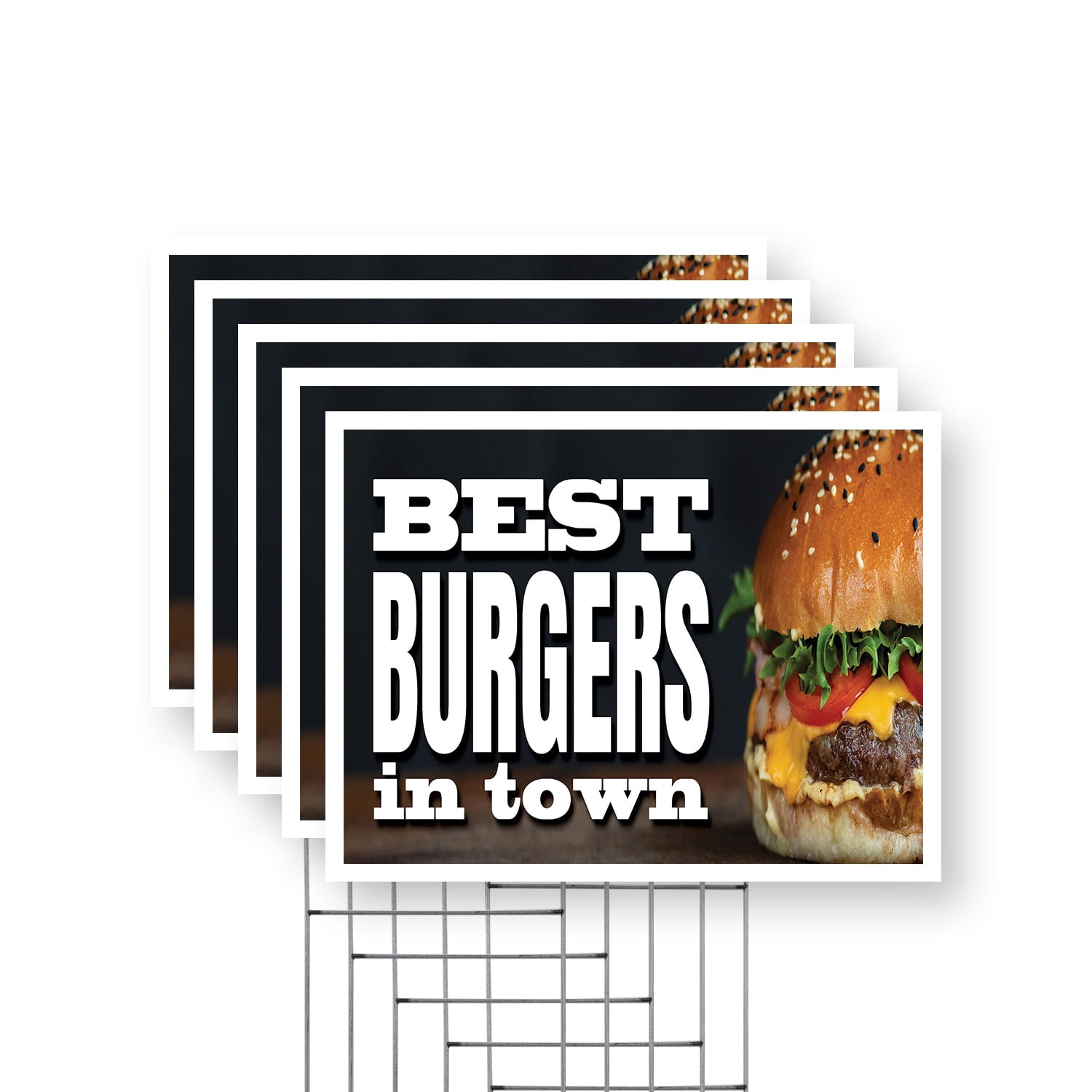 The Best Burgers In Town Yard Sign 5 Pack of 12 Inch x 16 Inch Double ...
