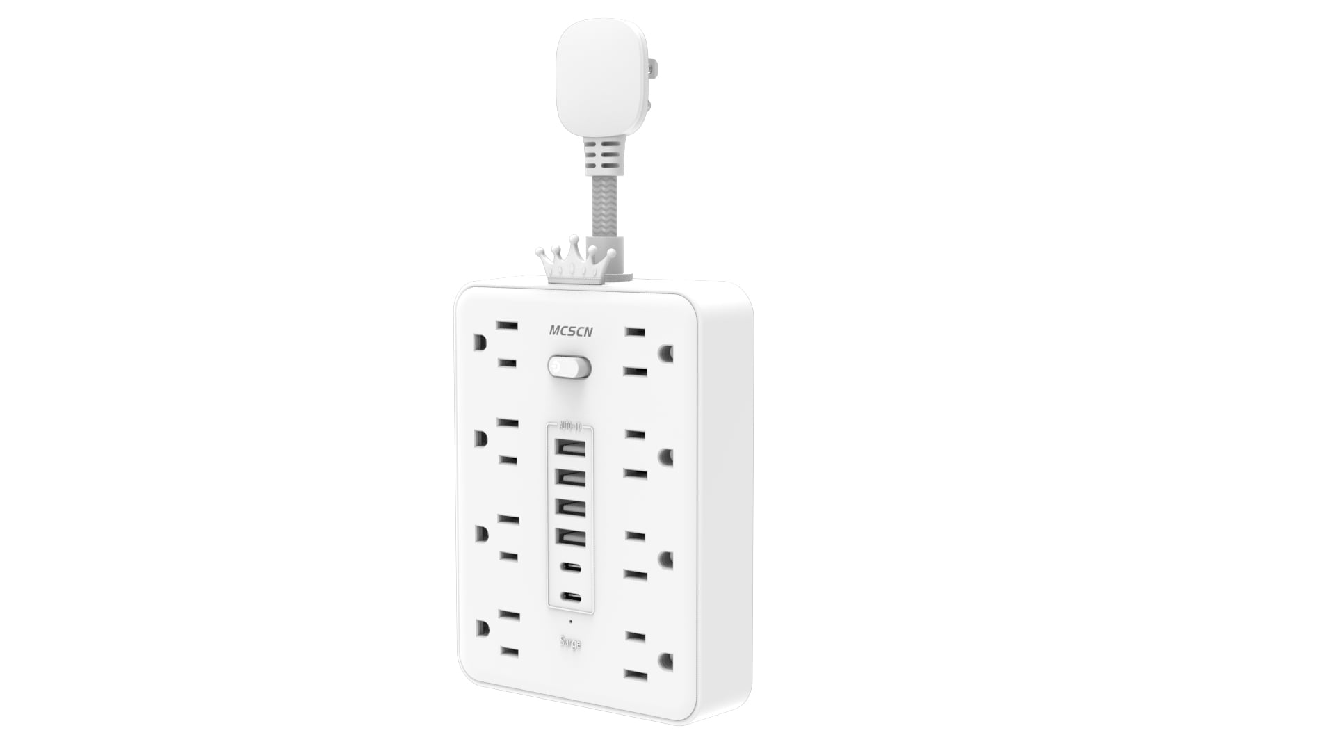 Best Buy UL Certified Surge Protector Power Strip - 8 AC Outlets + 6 ...