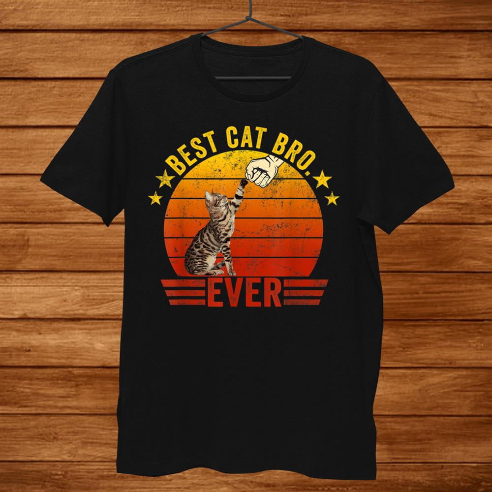 Best Cat Bro Ever Funny Fist Bump Gesture Vintage Style Shirt Gift ...