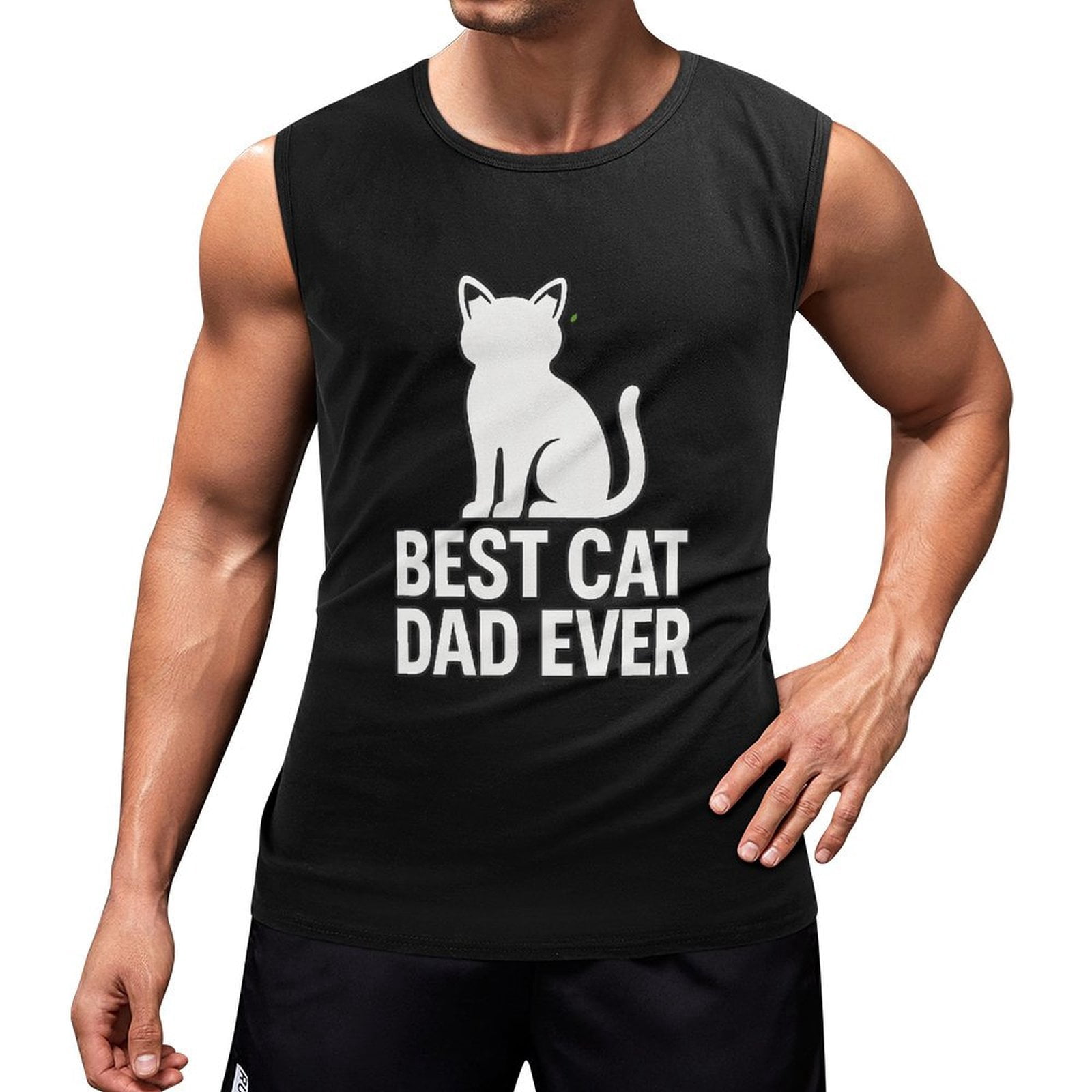Best Cat Dad Ever_3 Men's Tank Top Muscle Workout Gym Sleeveless T ...