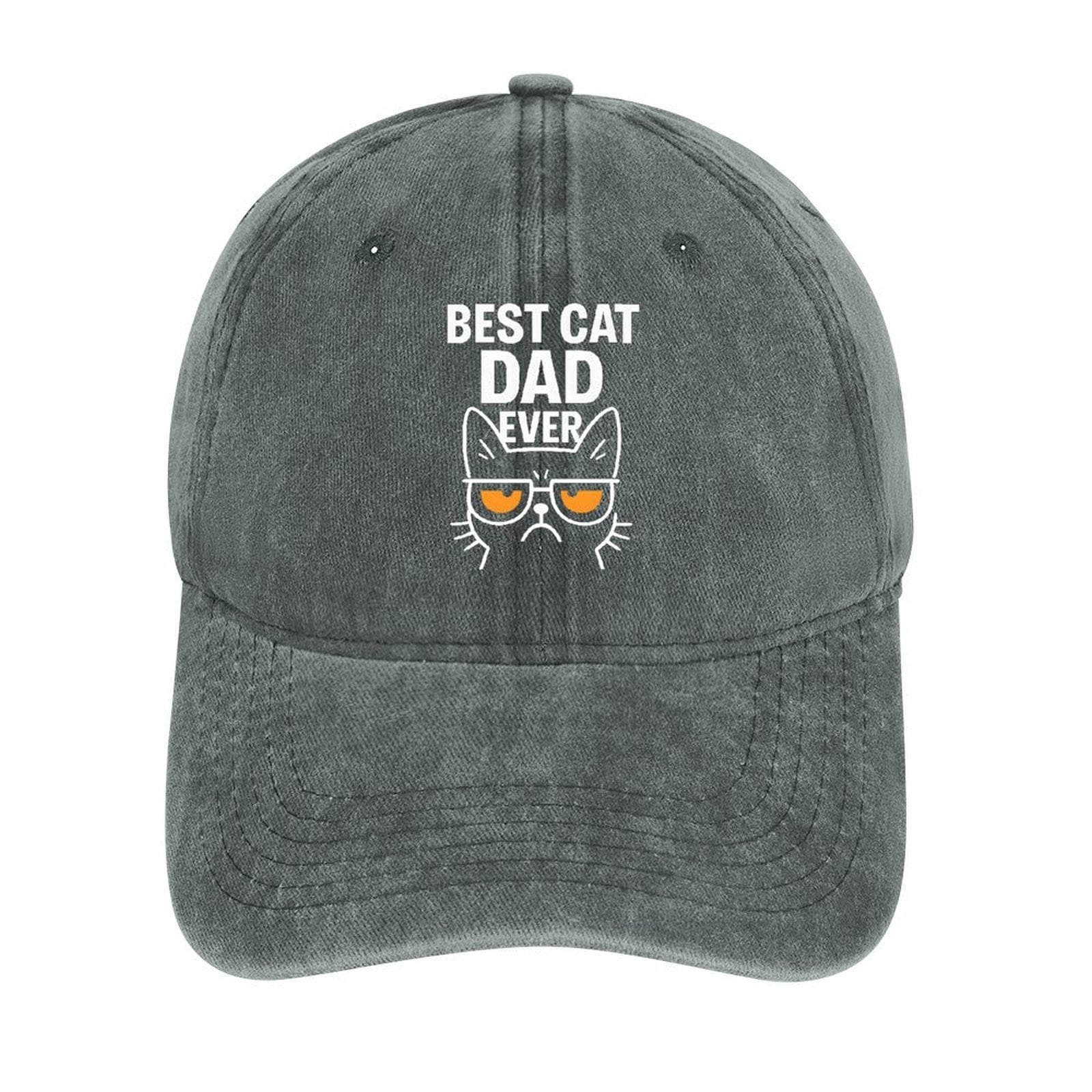 Best Cat Dad Ever Gray Baseball Cap for Men Women, Adjustable Snapback ...
