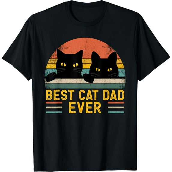 Best Cat Dad Ever Retro Style Black Cats Lover T-Shirt - Walmart.com
