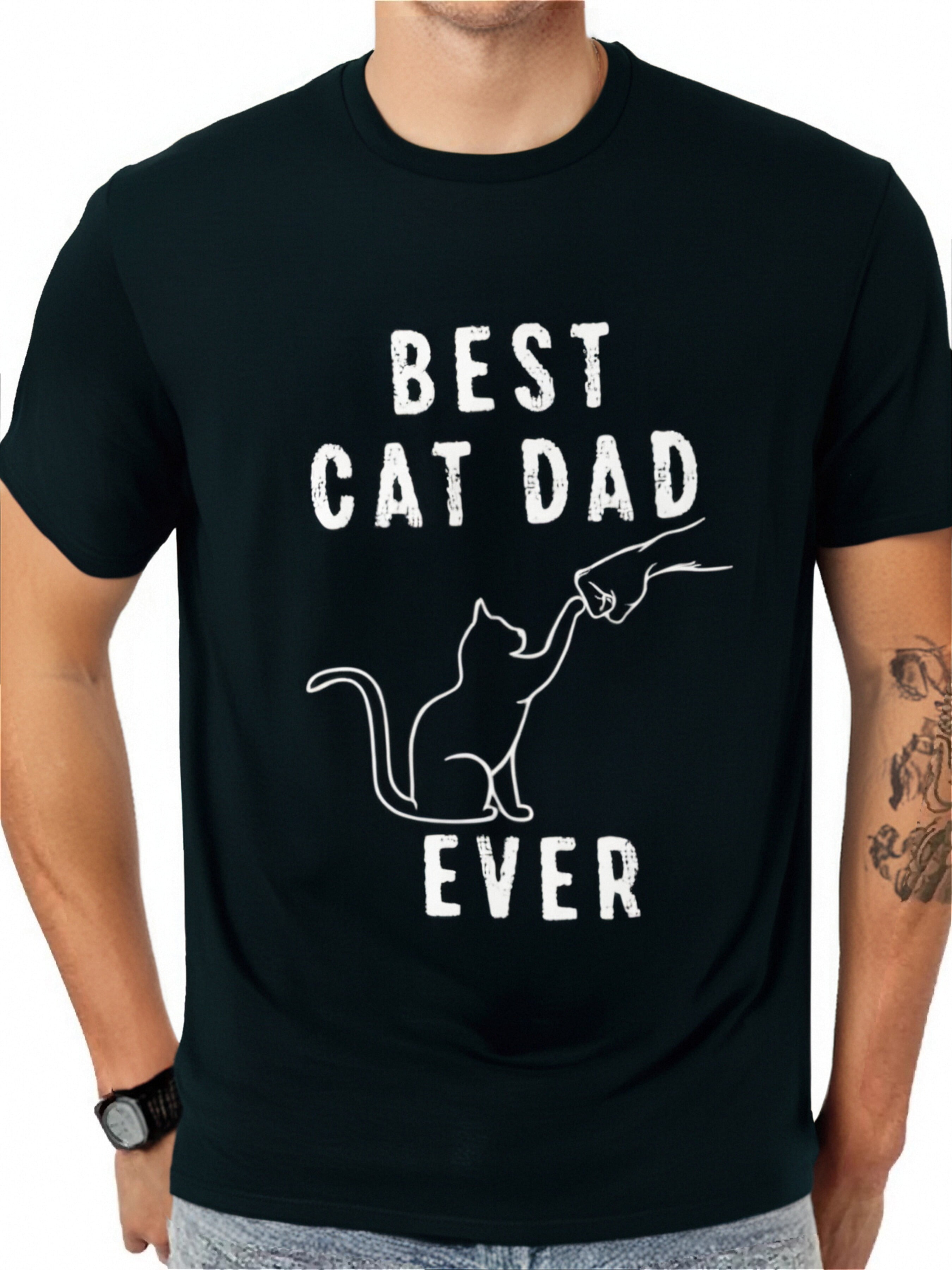 Best Cat Dad T-shirt Cat Dad Paw Fist Fist Bump Cat Cat T-shirt Tee For ...