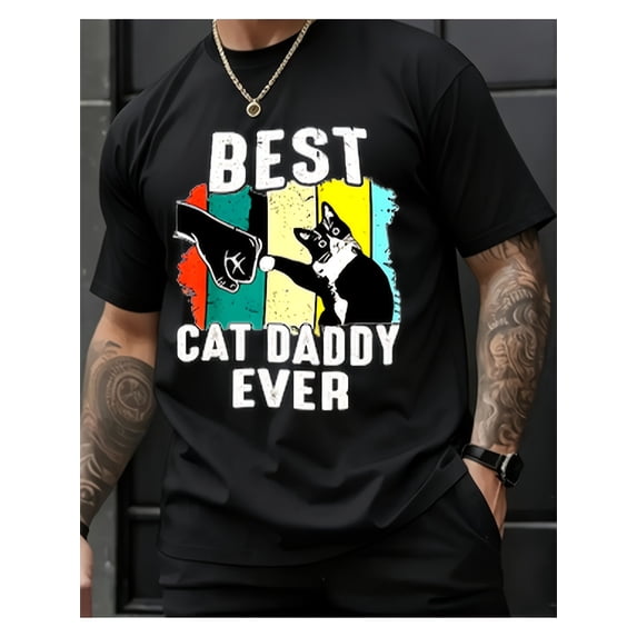 Best Cat Daddy Ever Funny Cat Fist Bump Unisex T-Shirt, S - 5XL ...