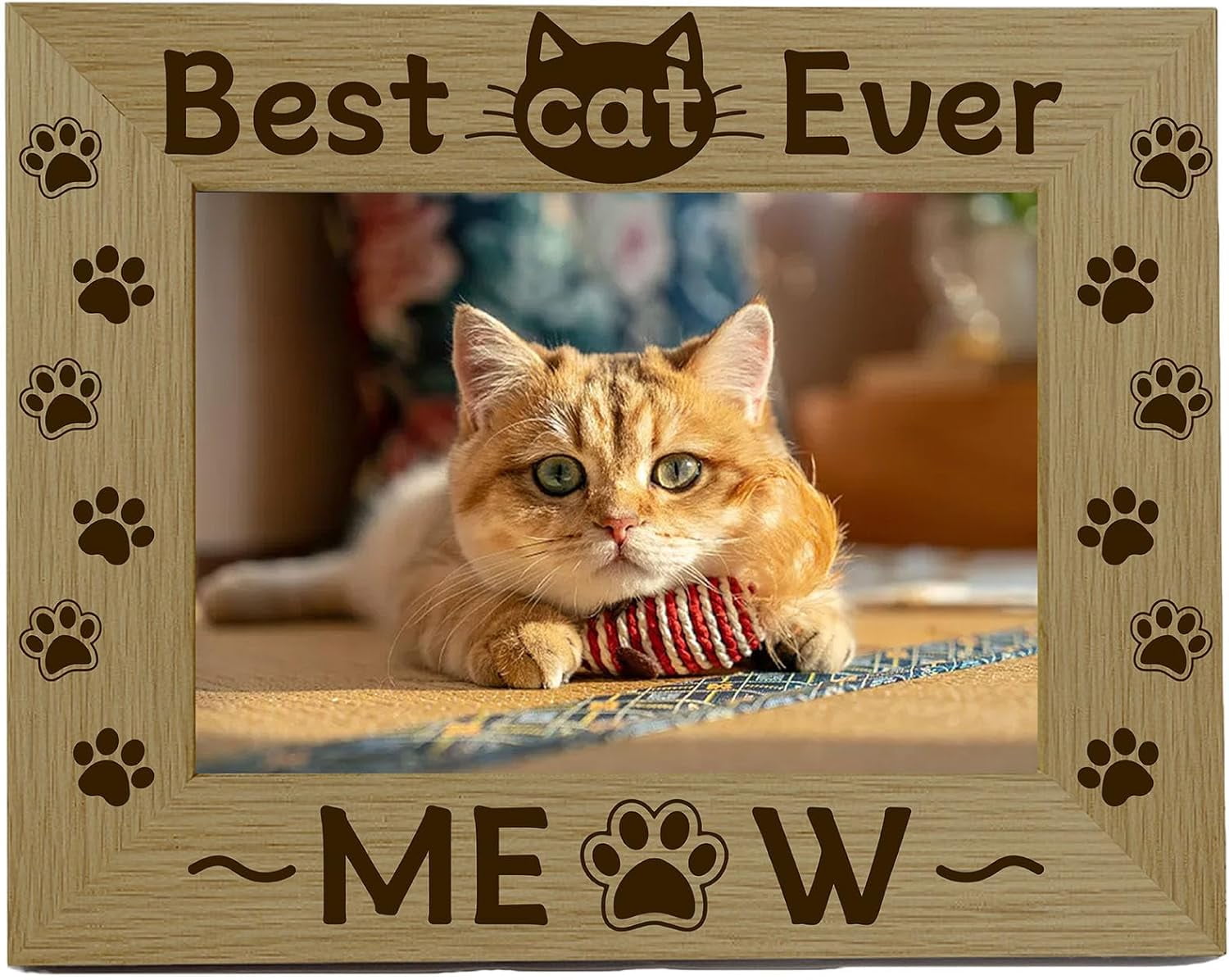 Best Cat Ever Meow Picture Frame Pet Paws Wood Photo Frames Engraved ...