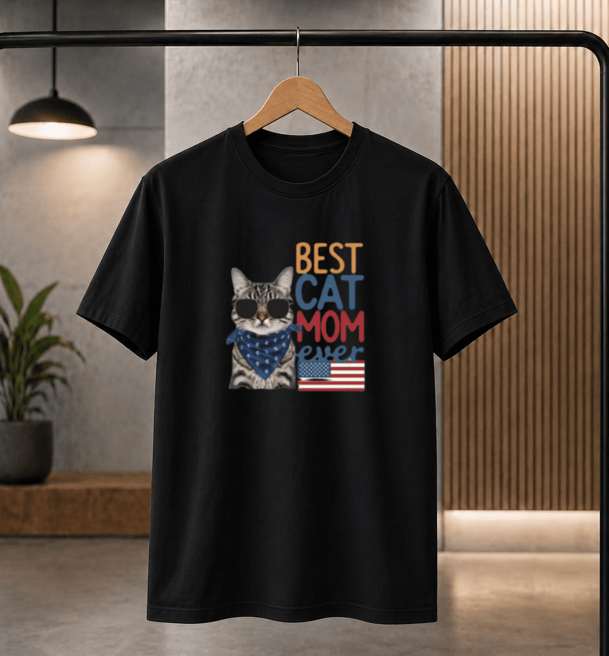 Best Cat Mom Ever Sunglasses Cat American Flag T-shirt, for men & women ...