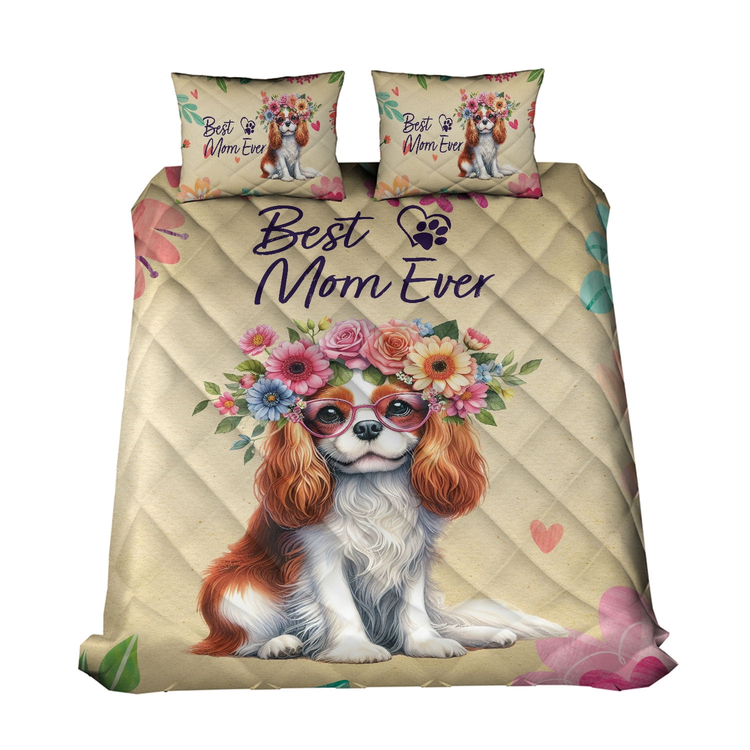 Best Cavalier King Charles Spaniel Mom Ever Happy Mother's Day Quilt ...