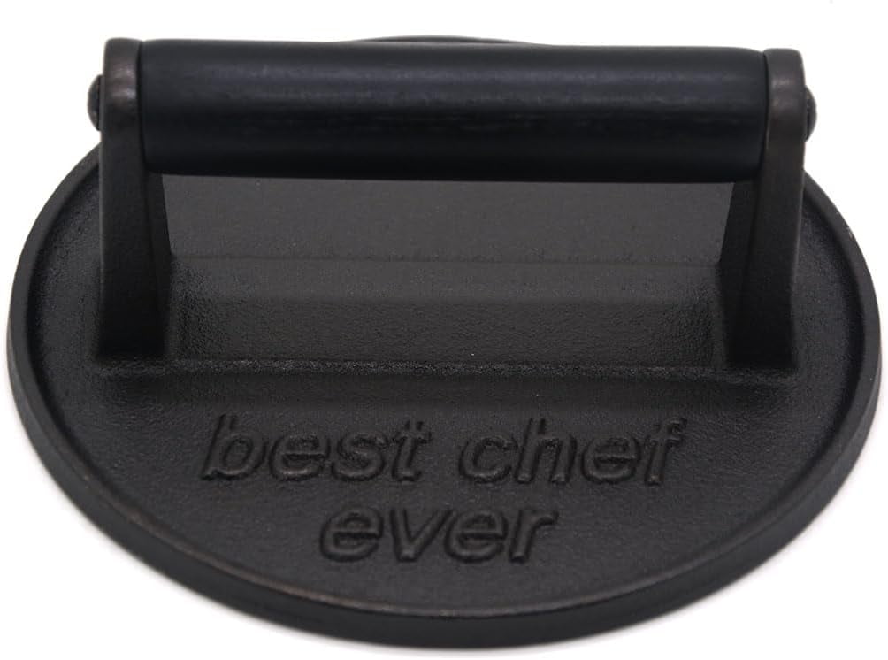 Best Chef Ever Heavy Duty Cast Iron Grill Press Burger Press Bacon ...
