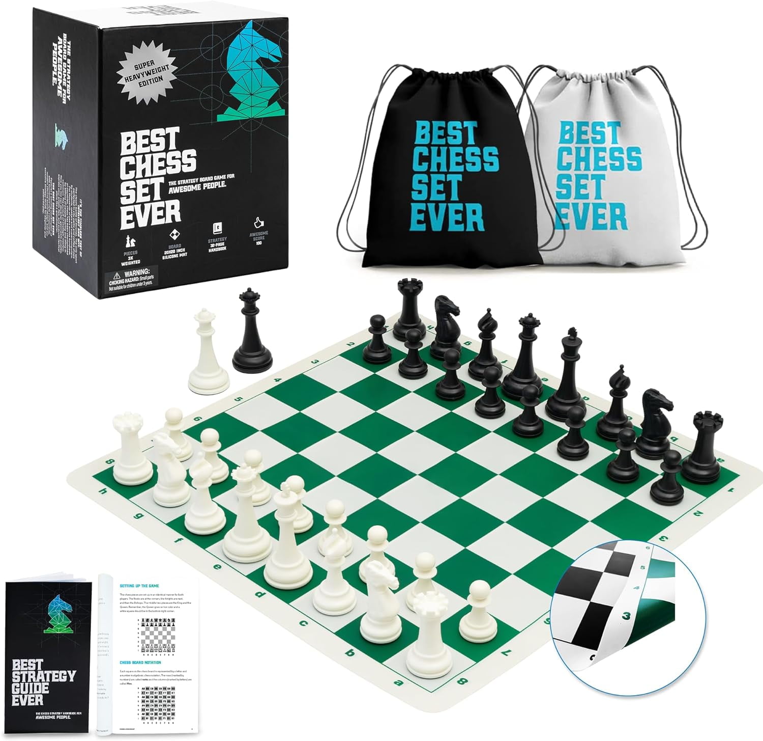 Best Chess Set Ever 3X Tournament Chess Set with Double-Sided Chess ...