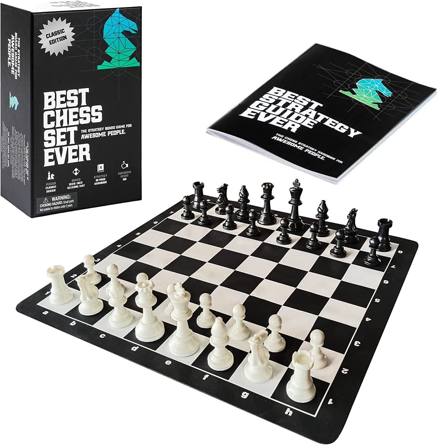 Best Chess Set Ever - Chess Geeks, 1x Lite Portable Set, Black & White ...
