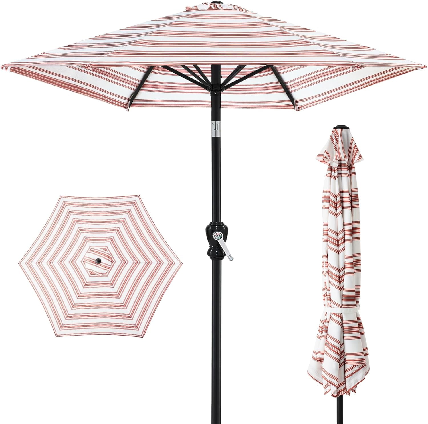 TDUKDB 10ft Outdoor Steel Polyester Market Patio Umbrella w/Crank, Easy ...