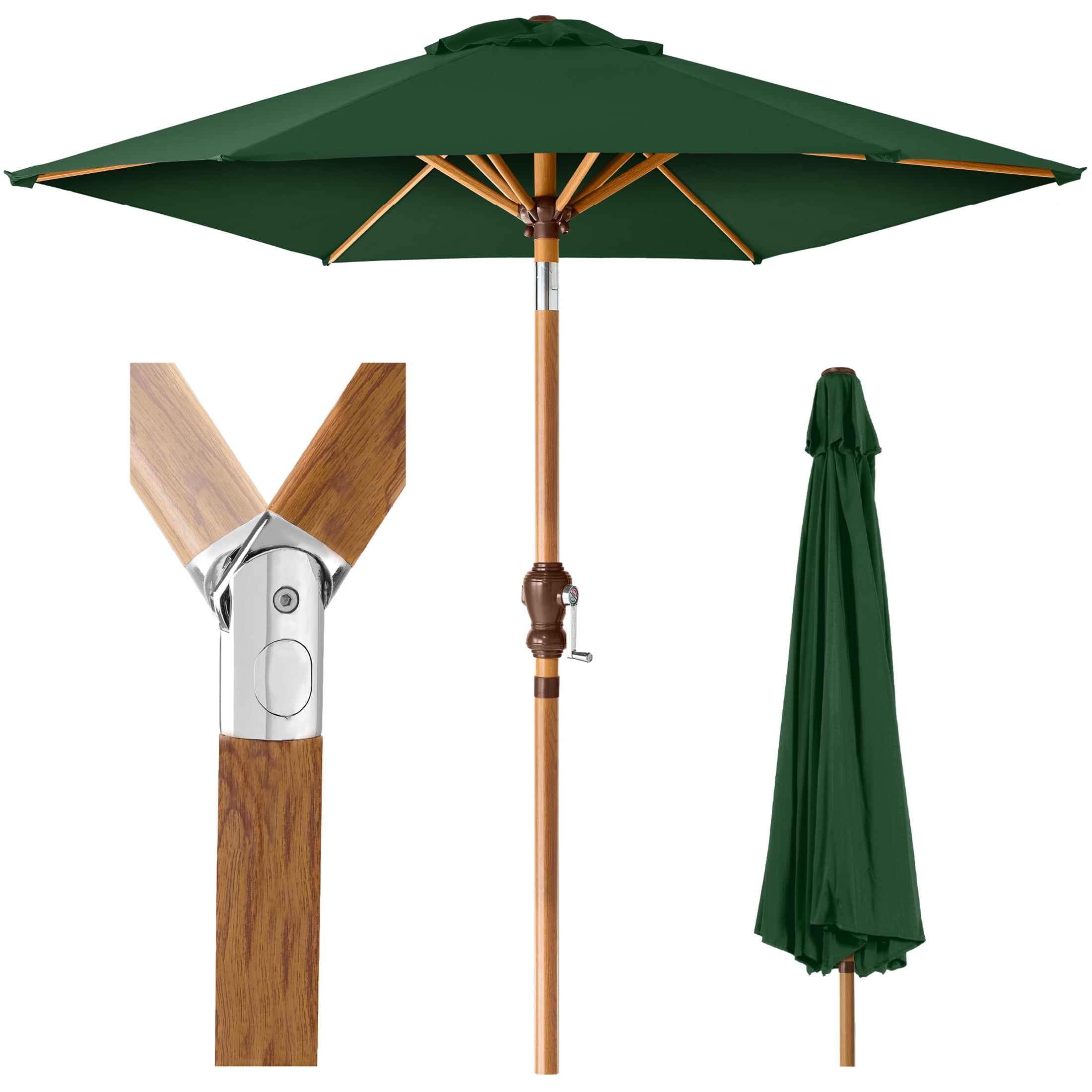 Best Choice Products 10ft Outdoor Woodgrain Pattern Steel Market Patio ...