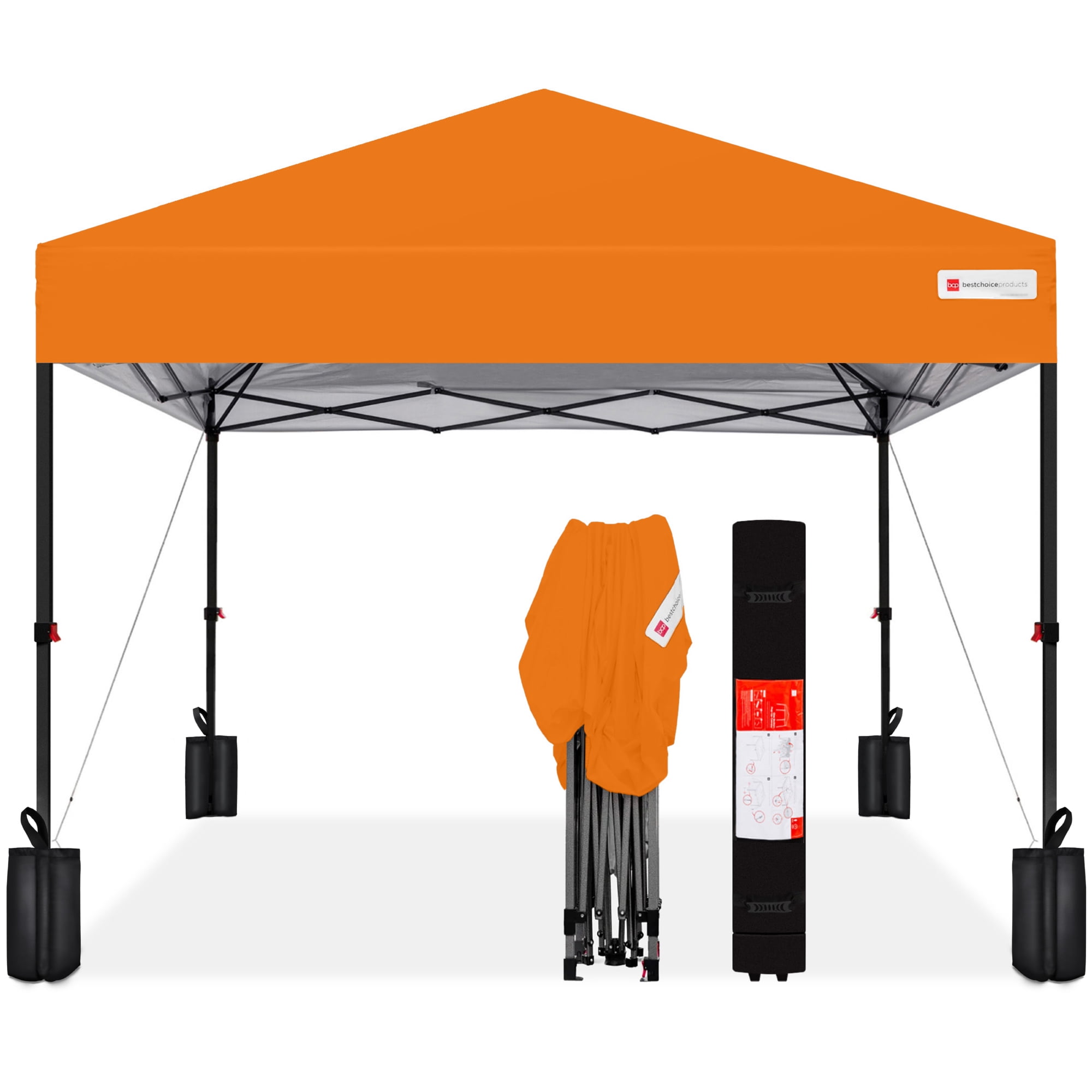 Best Choice Products 10'x10' Pop Up Canopy, Easy 1-Minute Setup, Orange ...