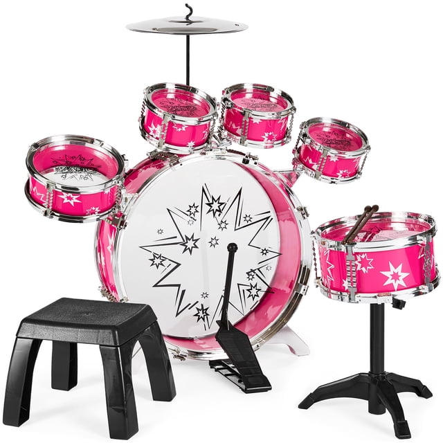 Best Choice Products 11-Piece Kids Starter Drum Set w/ Bass Drum, Tom ...