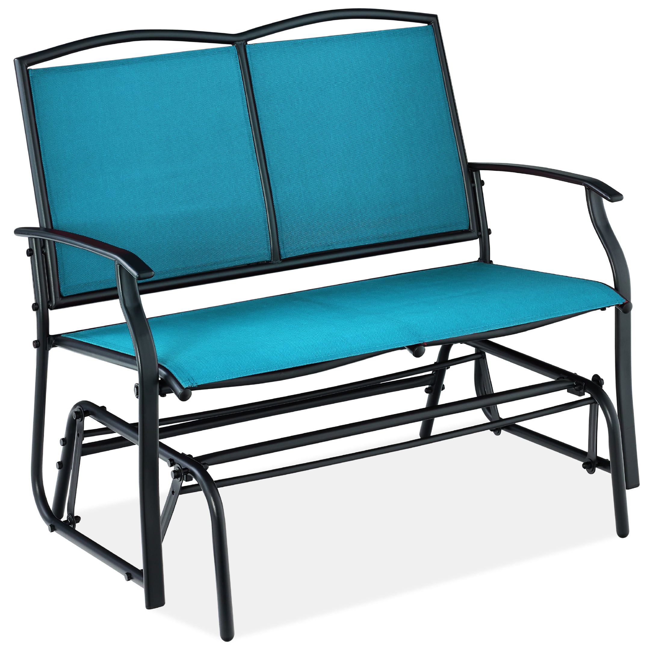 2-Person Outdoor Swing Glider, Steel Patio Loveseat, Bench Rocker ...