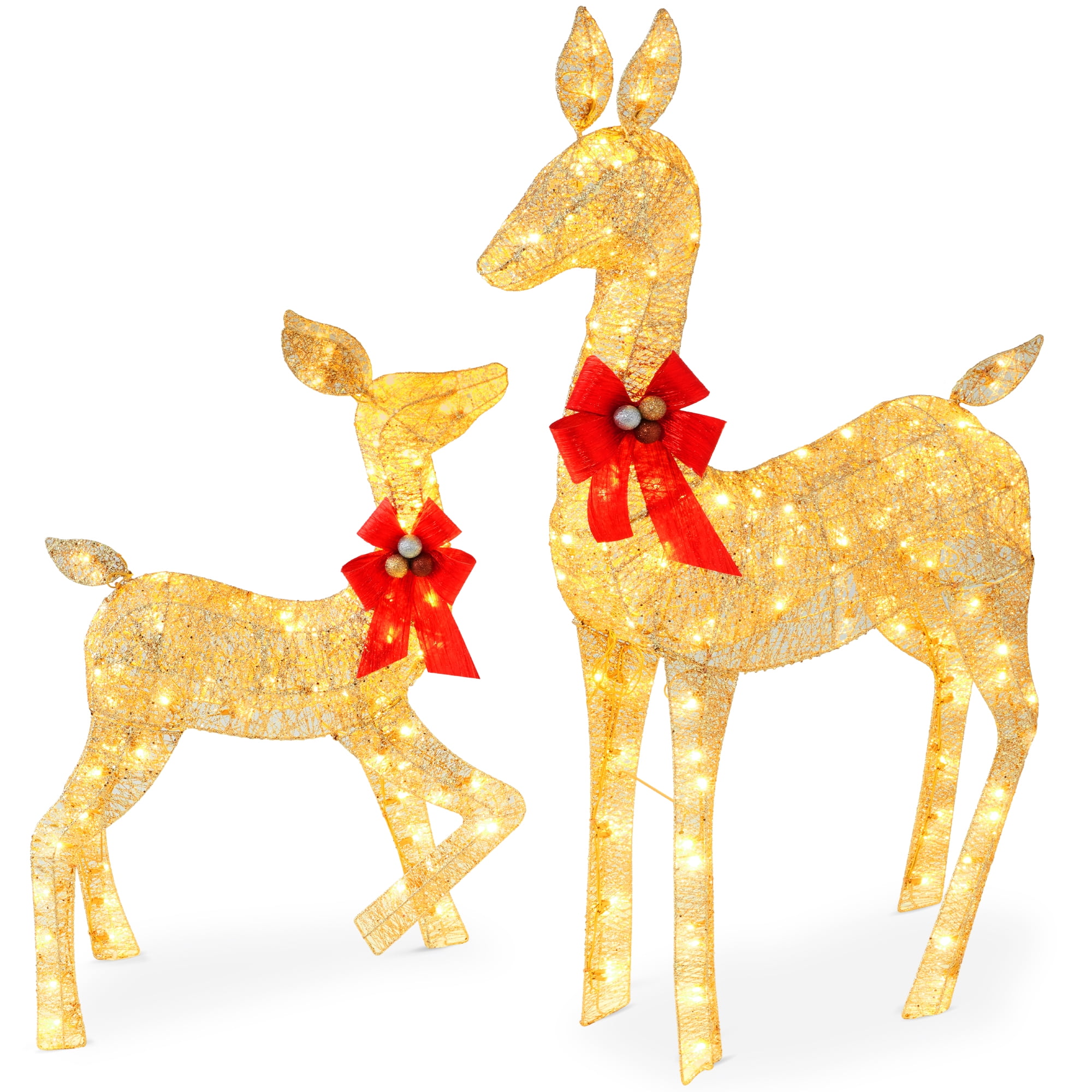 Best Choice Products 2-Piece LED Lit Christmas Reindeer Set, Lawn ...