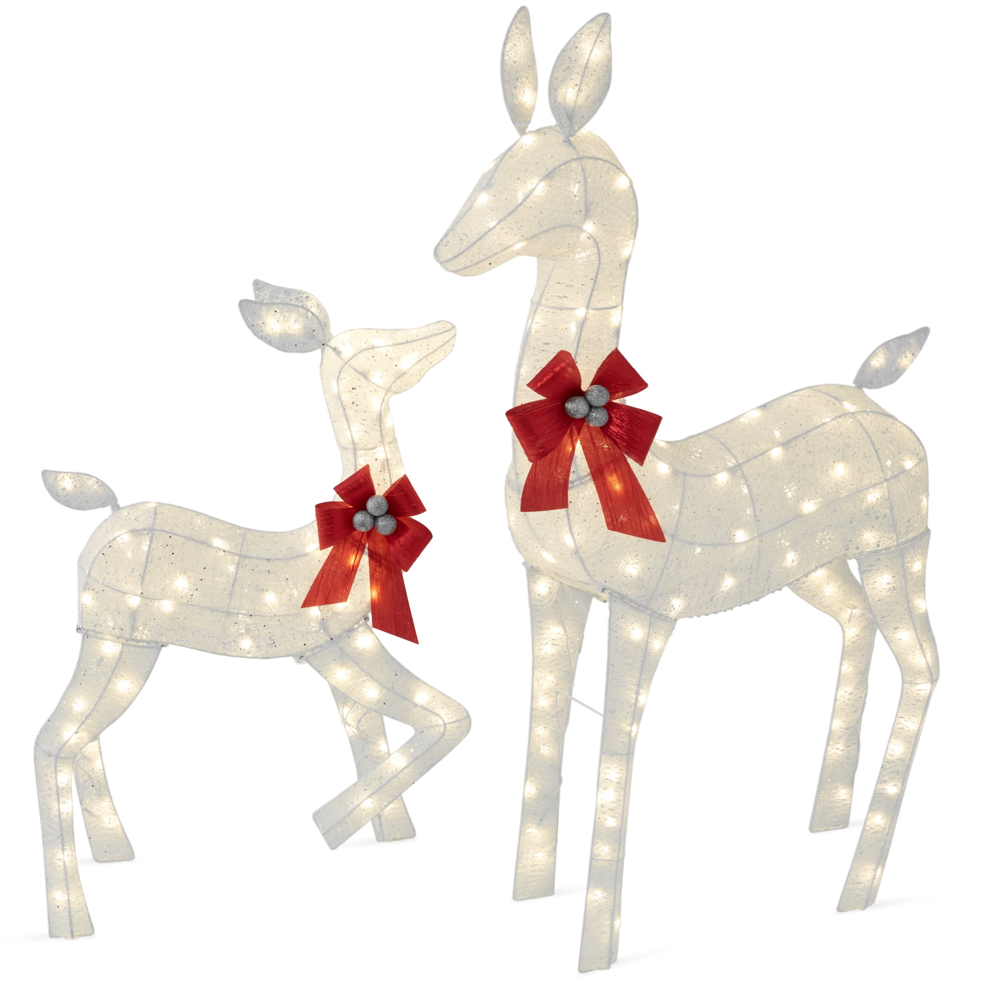 Best Choice Products 2-Piece Lighted Christmas Deer Set Outdoor Yard ...
