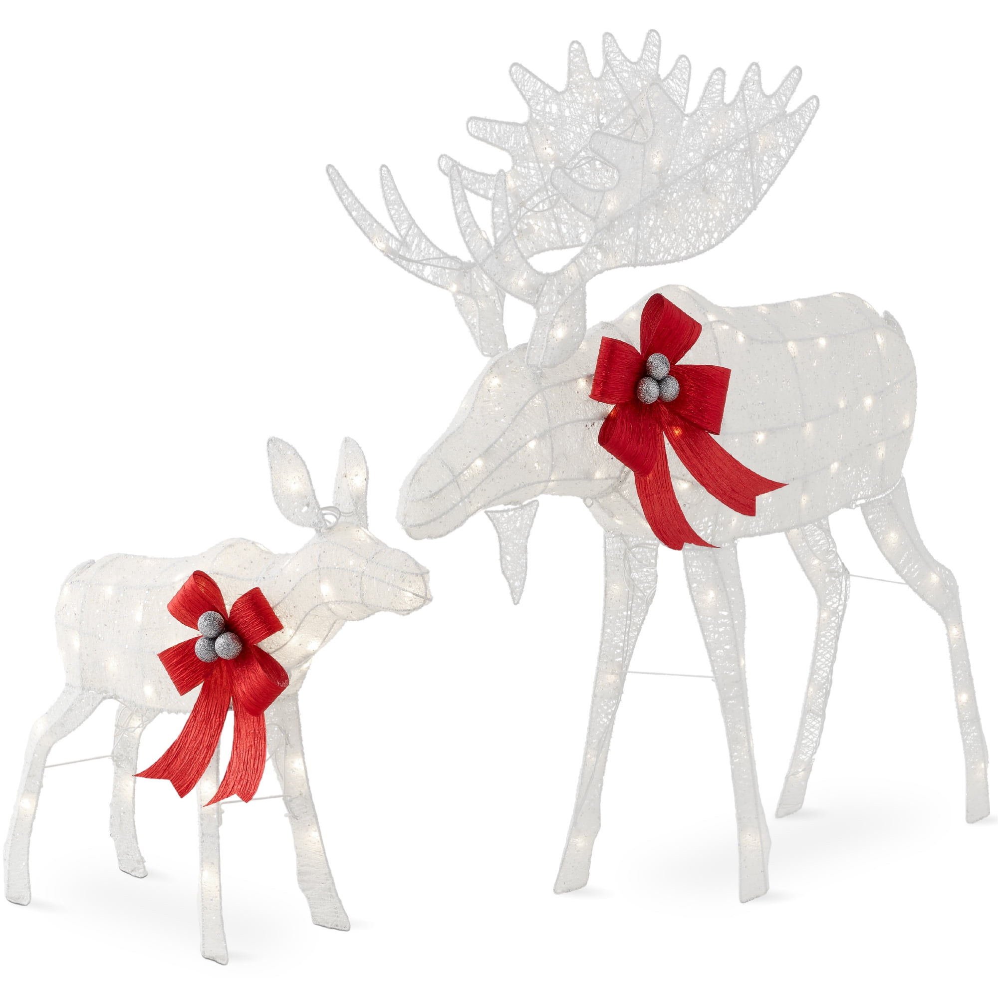 Best Choice Products 2-Piece Moose Family Lighted Christmas Yard Decor ...