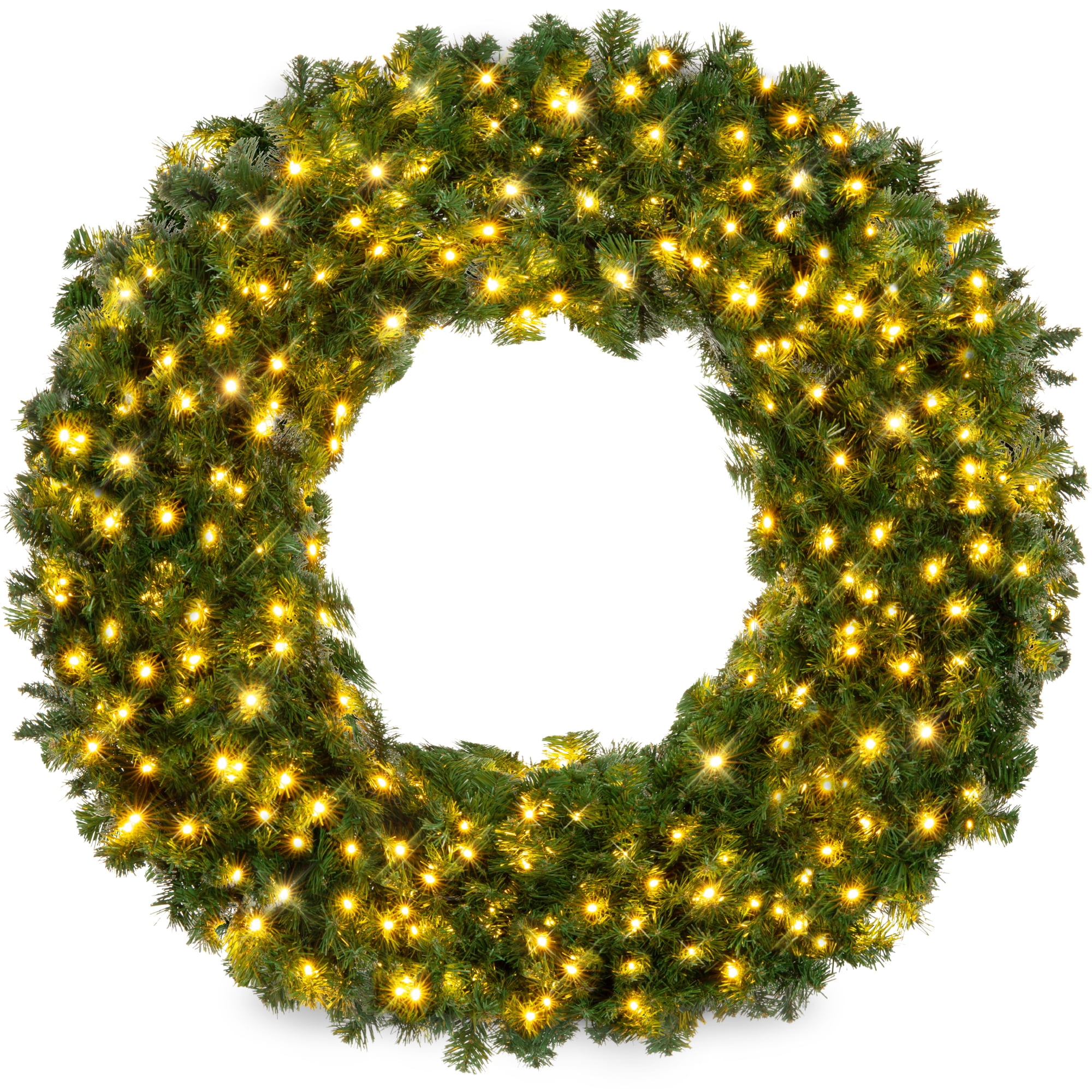 Best Choice Products 24in Artificial Pre-Lit Fir Christmas Wreath ...