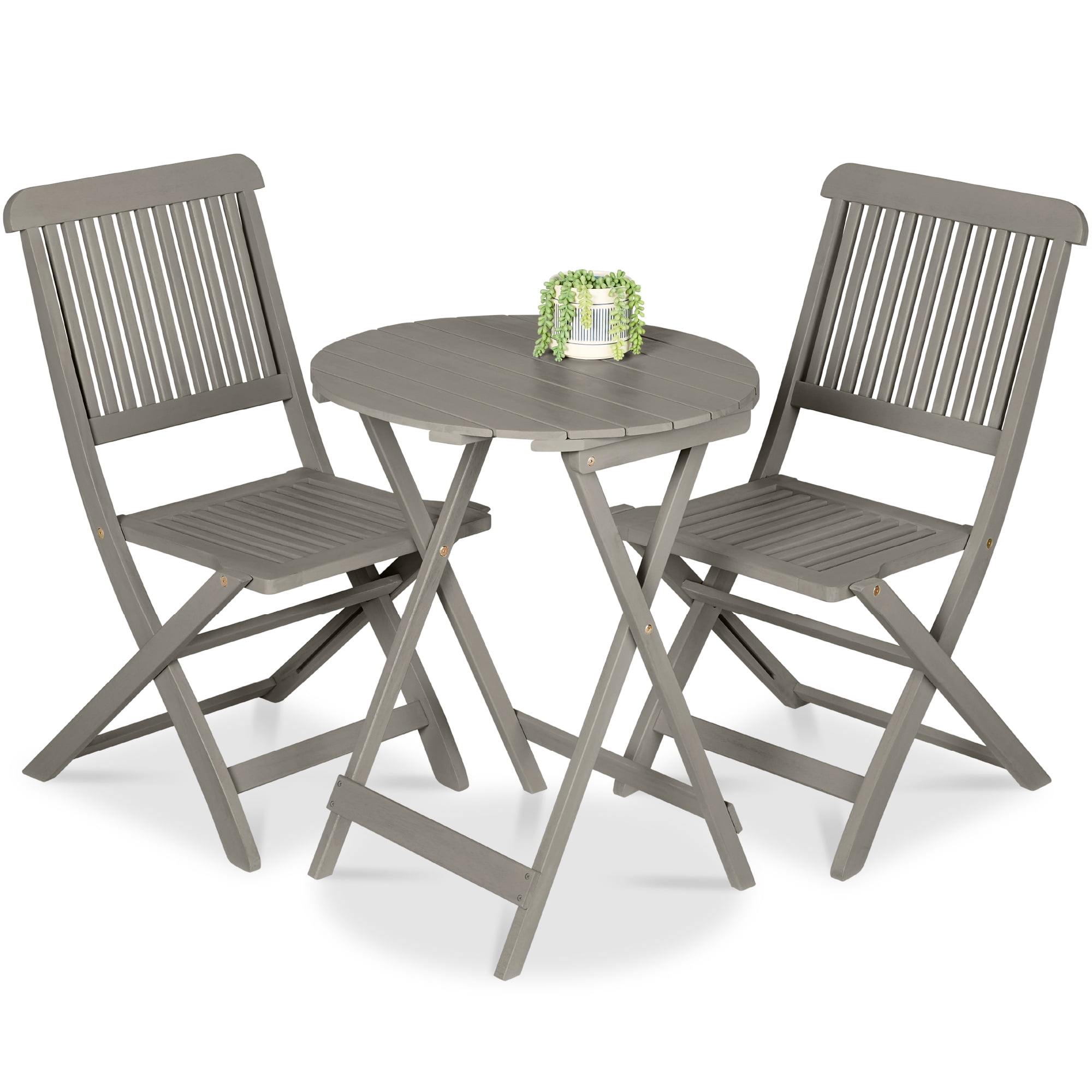 Best Choice Products 3-Piece Acacia Wood Bistro Set, Folding Patio ...