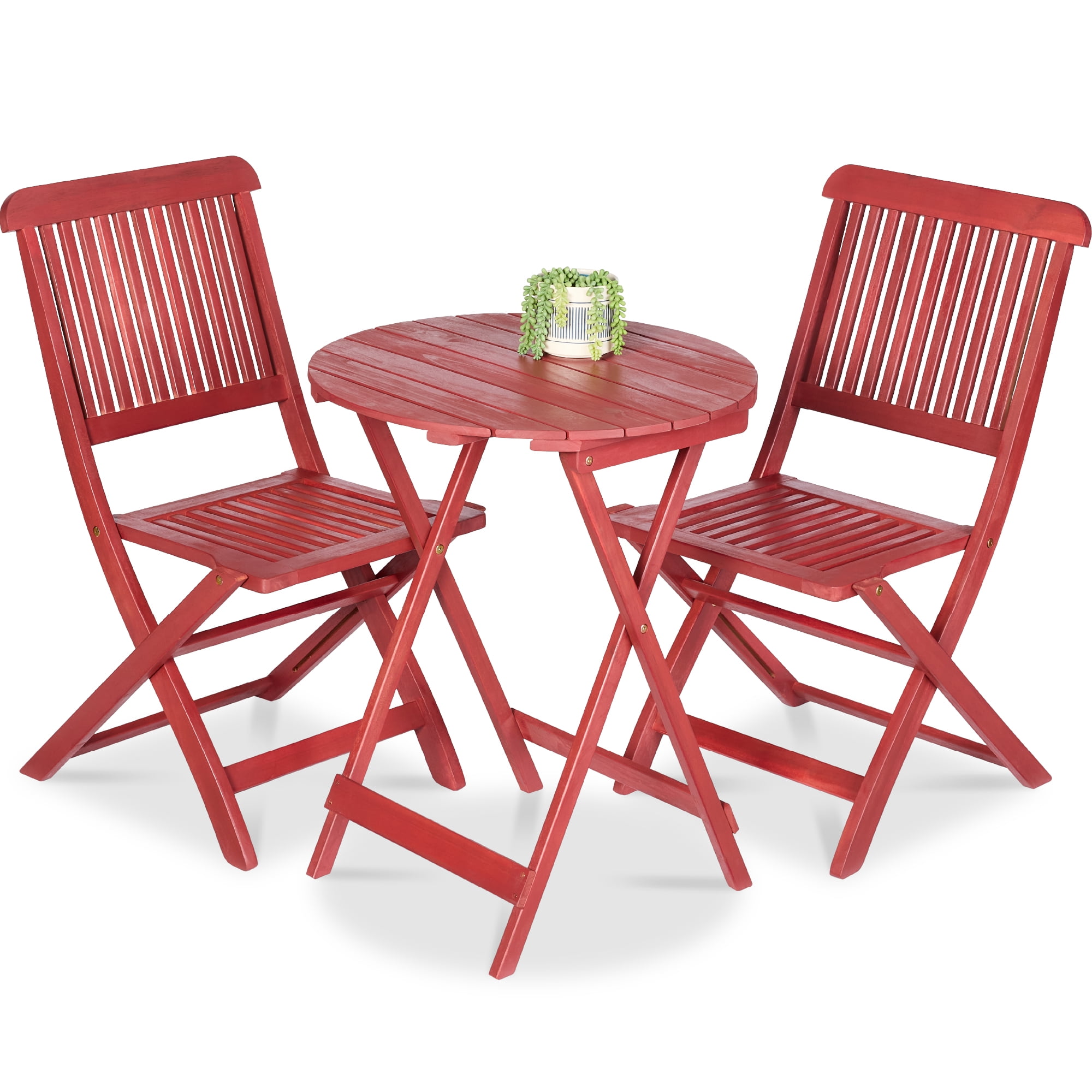 Best Choice Products 3-Piece Acacia Wood Bistro Set, Folding Patio ...