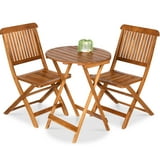Best Choice Products 3-Piece Acacia Wood Bistro Set, Folding Patio ...