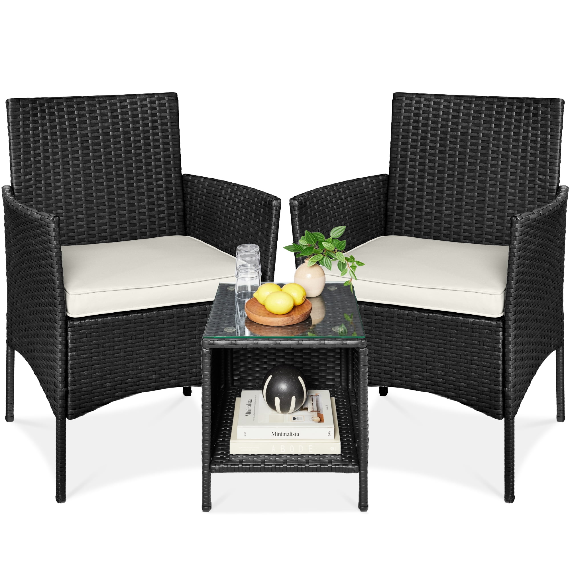 Best Choice Products 3-Piece Outdoor Wicker Conversation Patio Bistro ...
