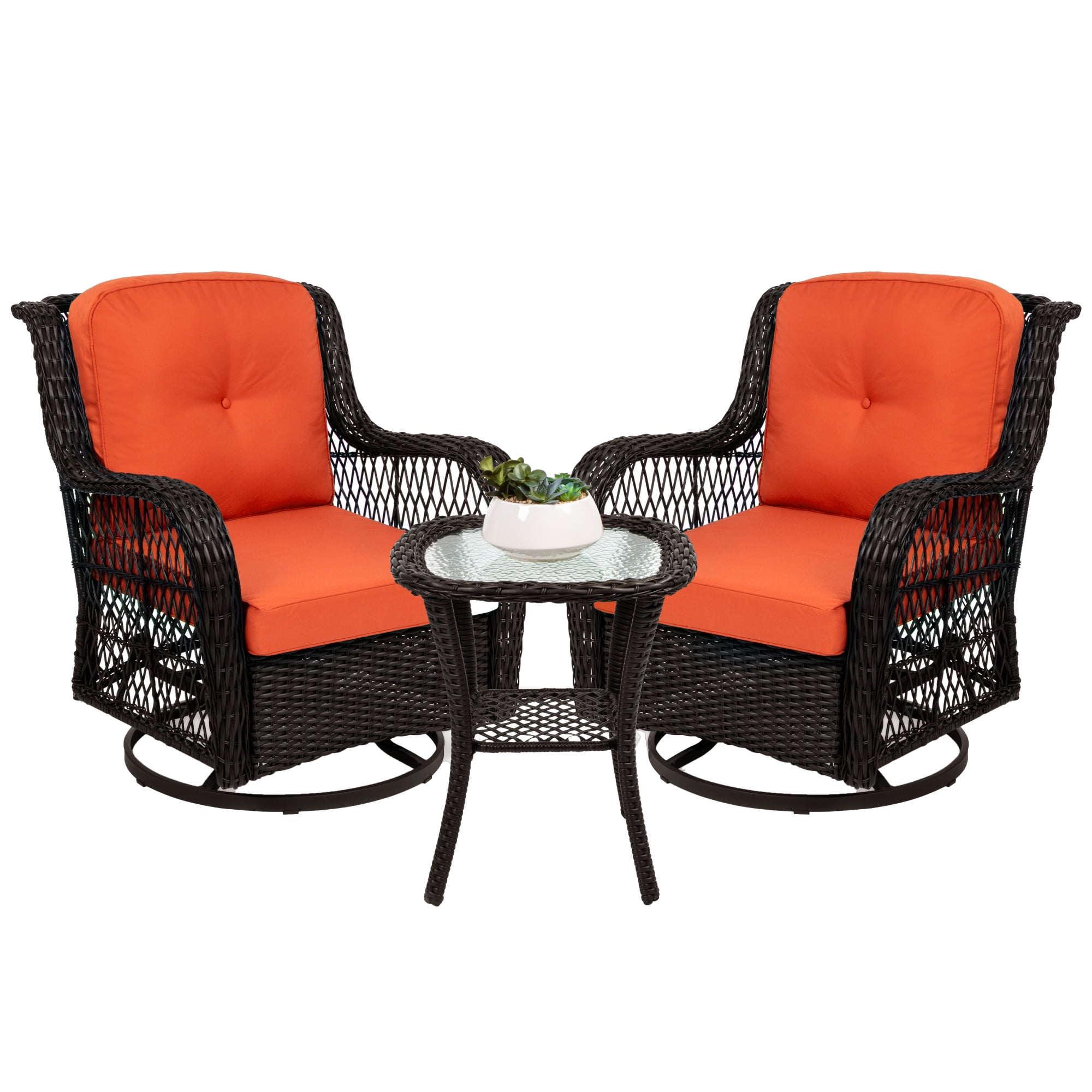 Best Choice 3-Piece Wicker Furniture Set: 2 Cushioned Rockers, Side ...