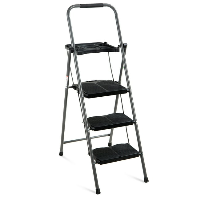 Best Choice Products Solid Collapsible 3-Step Steel Ladder w/ Hand Grip ...