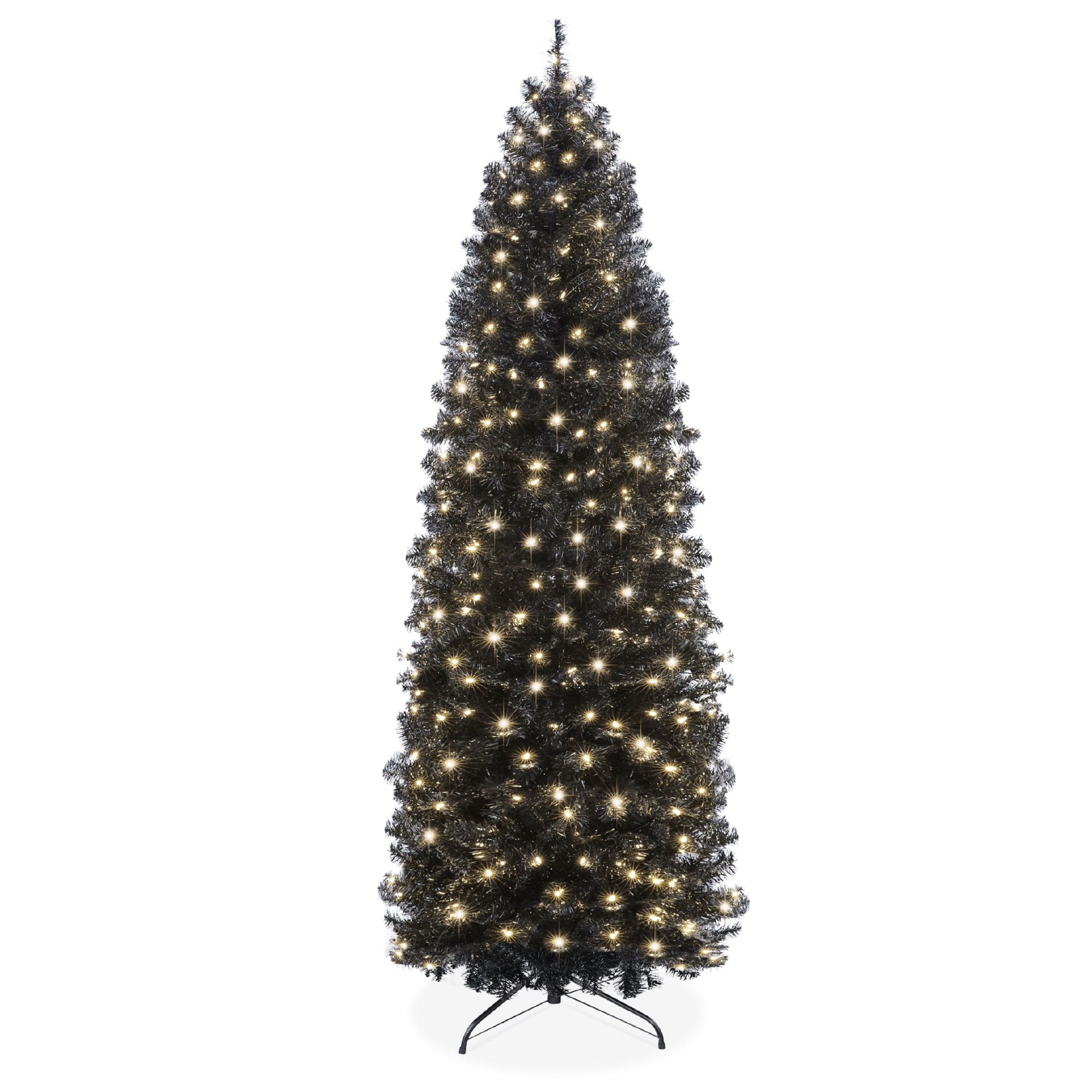 Best Choice Products 4.5ft Pre-Lit Black Artificial Christmas Tree ...