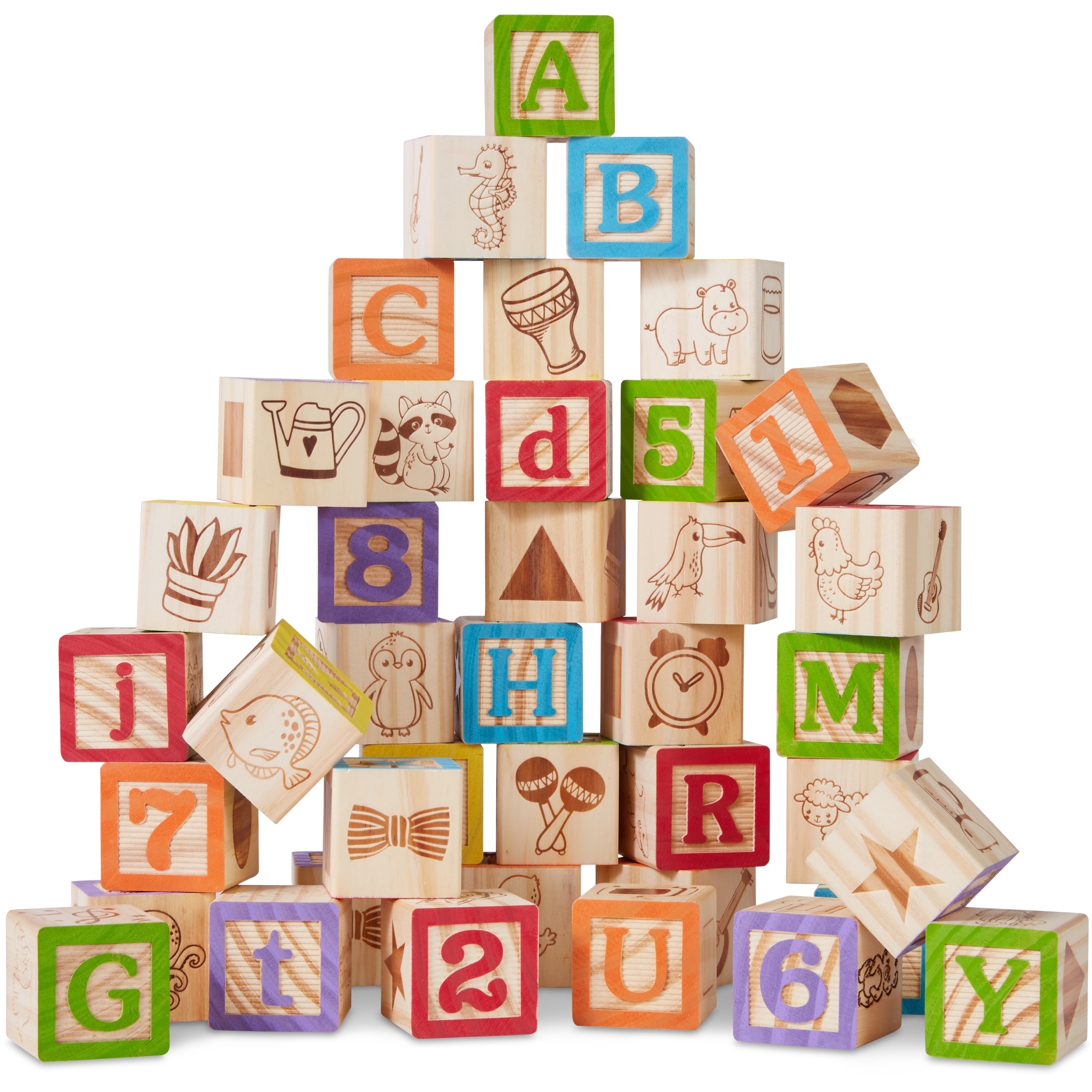 Best Choice Products 40-Piece Kids Wooden ABC Block Set