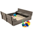 Best Choice Products 47x47-Inch Kids Wooden Outdoor Sandbox w/ 2 ...