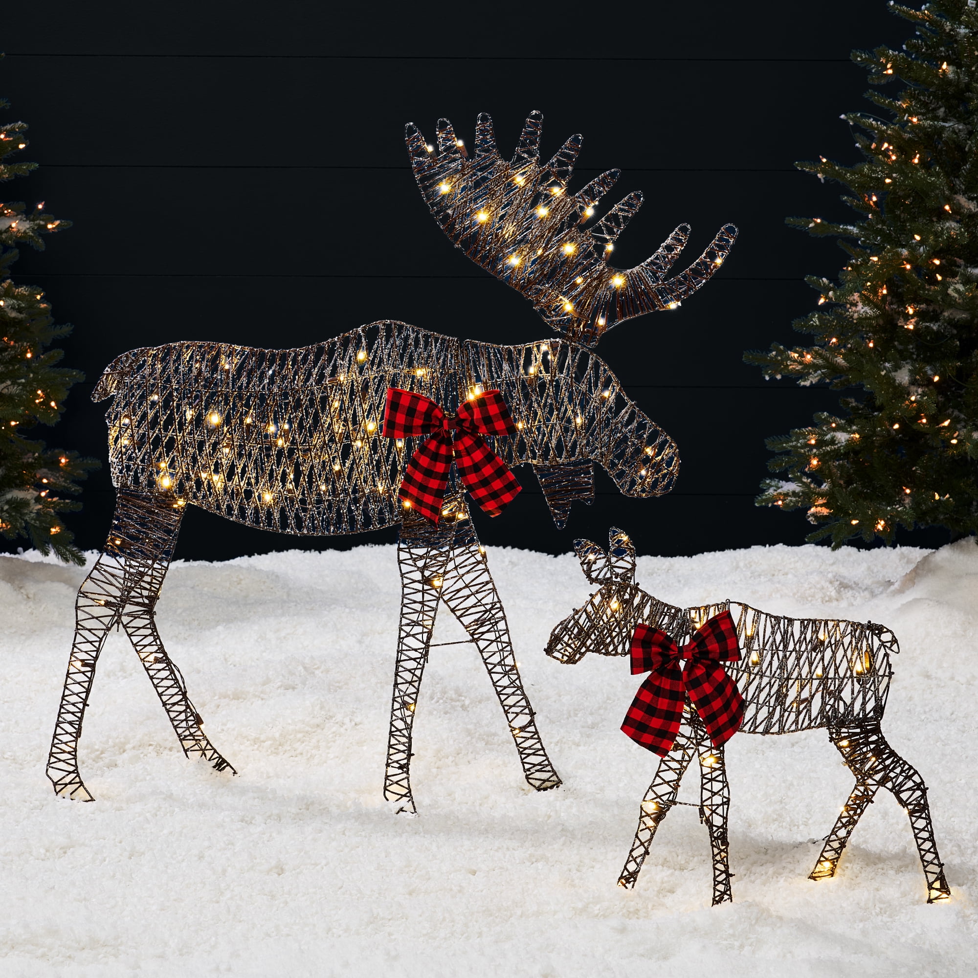 Best Choice Products 4ft 2-Piece Lighted 2D Christmas Moose Set Outdoor ...