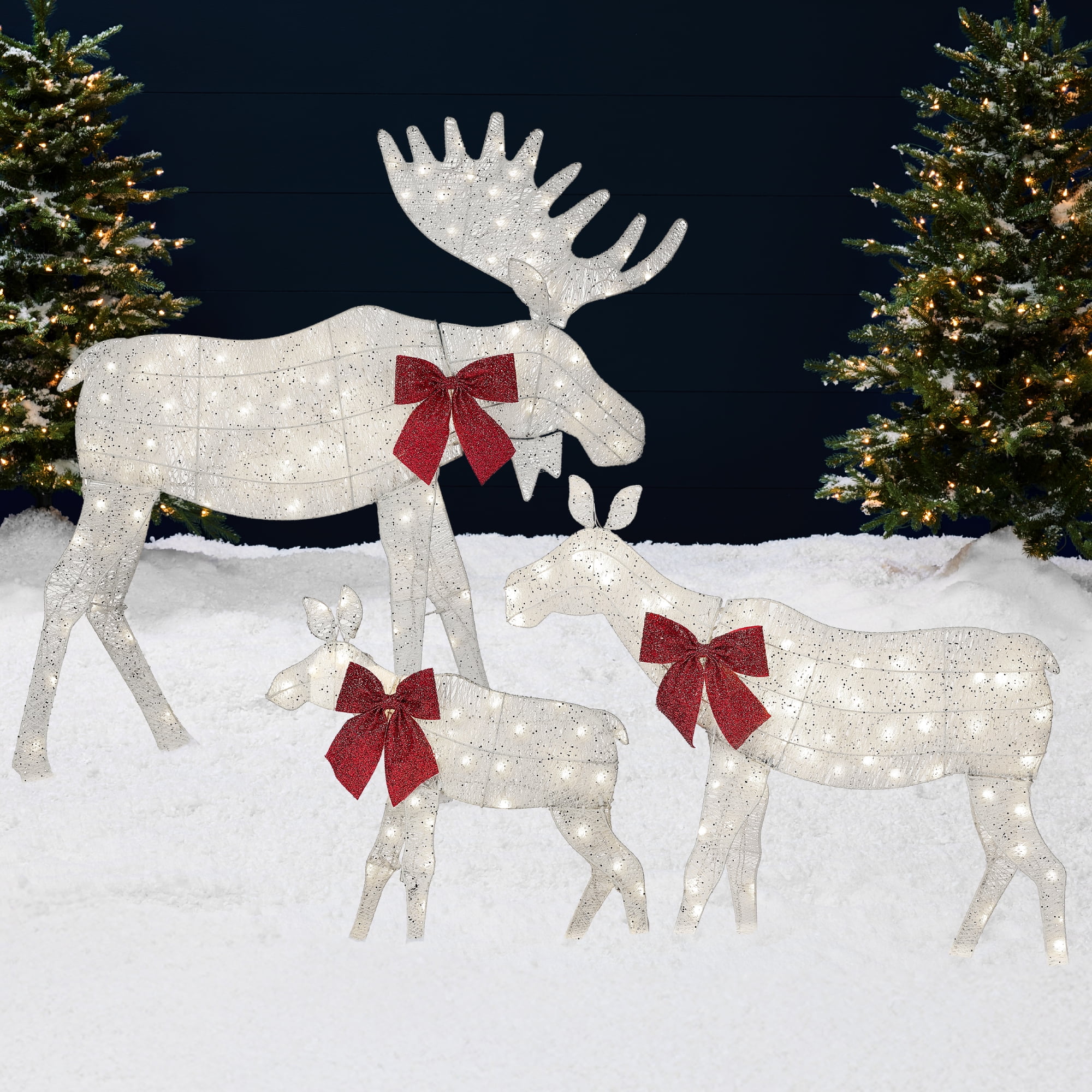 Best Choice Products 4ft 3-Piece Lighted 2D Christmas Moose Set Outdoor ...
