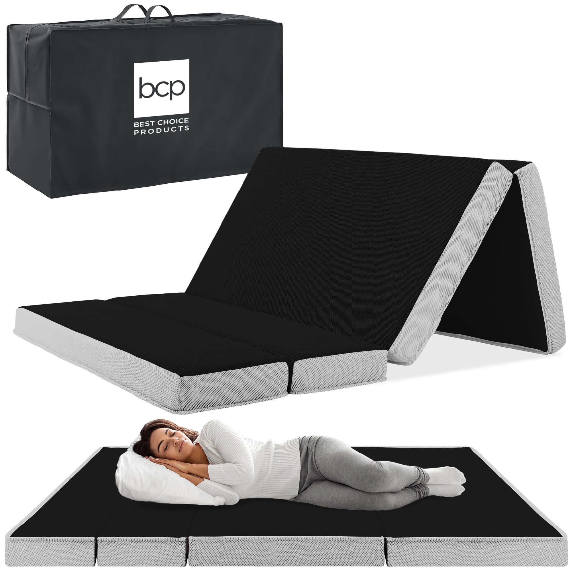 Best Choice Products 4in Thick Folding Portable Twin Tri-Fold Mattress ...