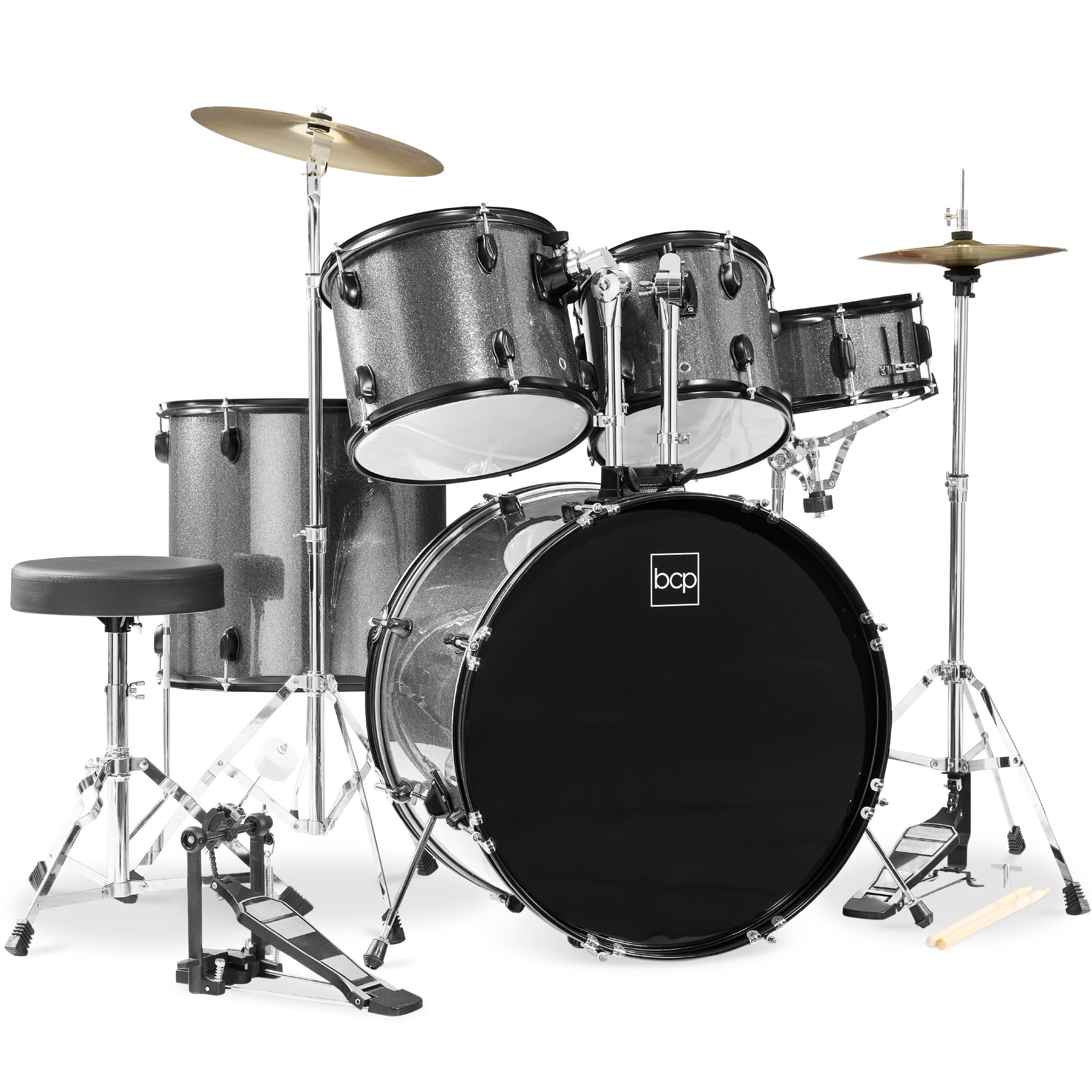 Best Choice Products 5-Piece Beginner Drum Set w/ Snare, Bass, Toms, Cymbal, Hi-Hat, Sticks ...