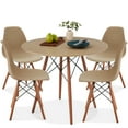 Best Choice Compact 5-Piece Mid-Century Dining Set with 4 Chairs, Beech ...