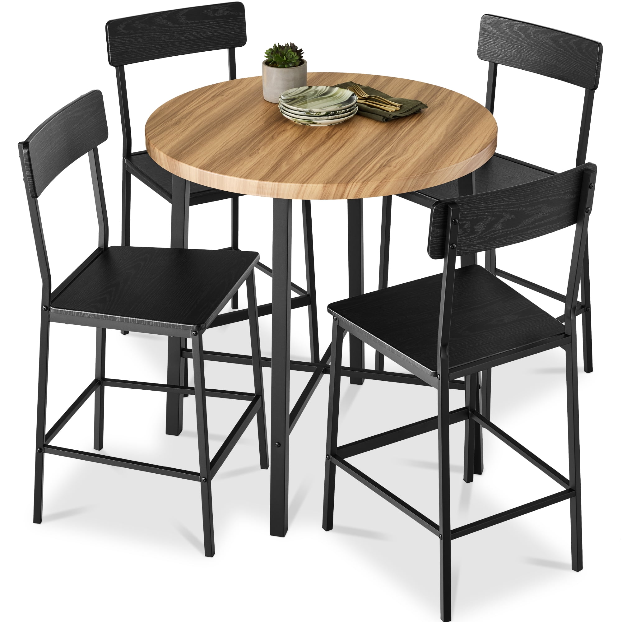 Best Choice Products 5-Piece Modern Round Counter Height Dining Set w ...