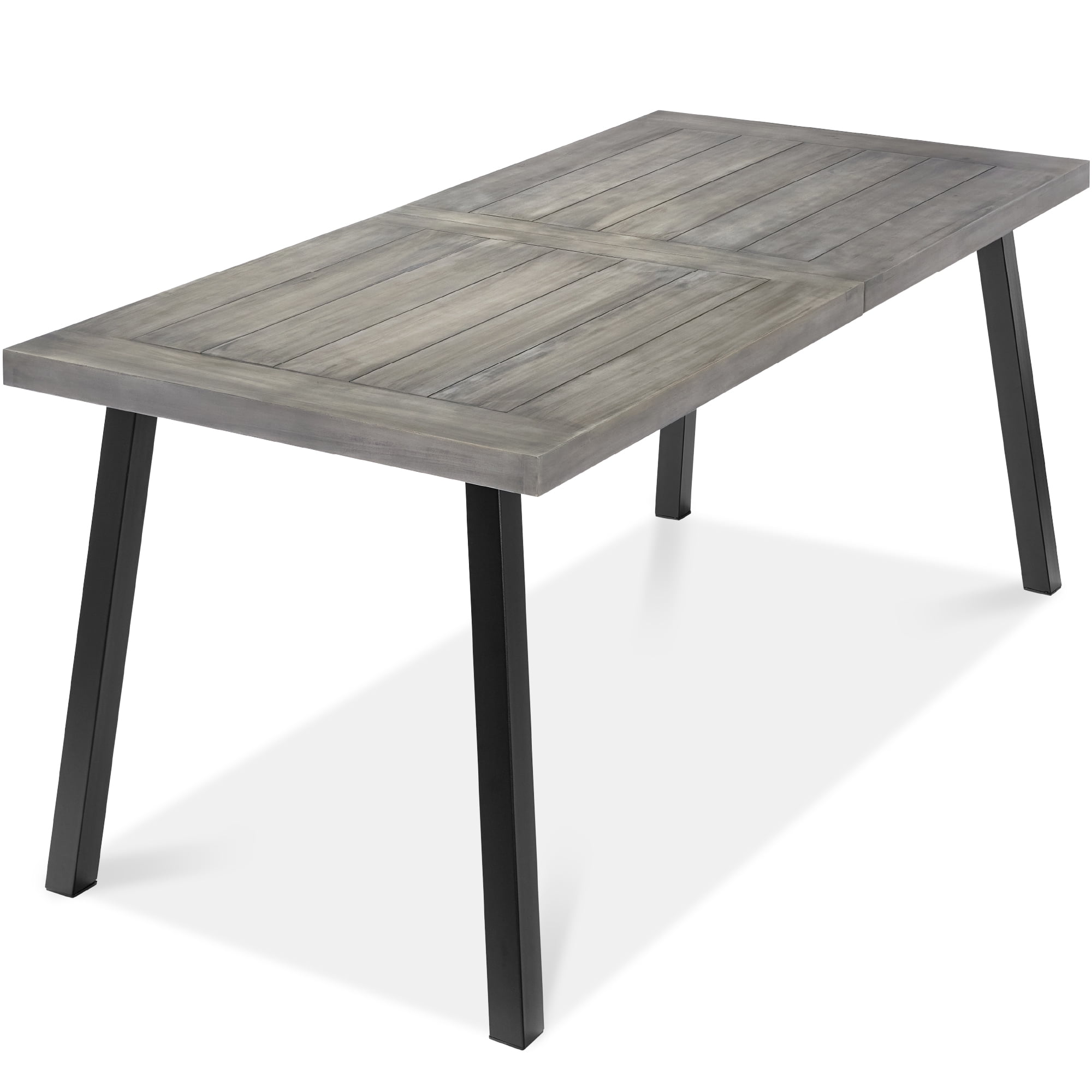 Best Choice 6-Person Rustic Acacia Wood Picnic Table w/ Metal Legs ...
