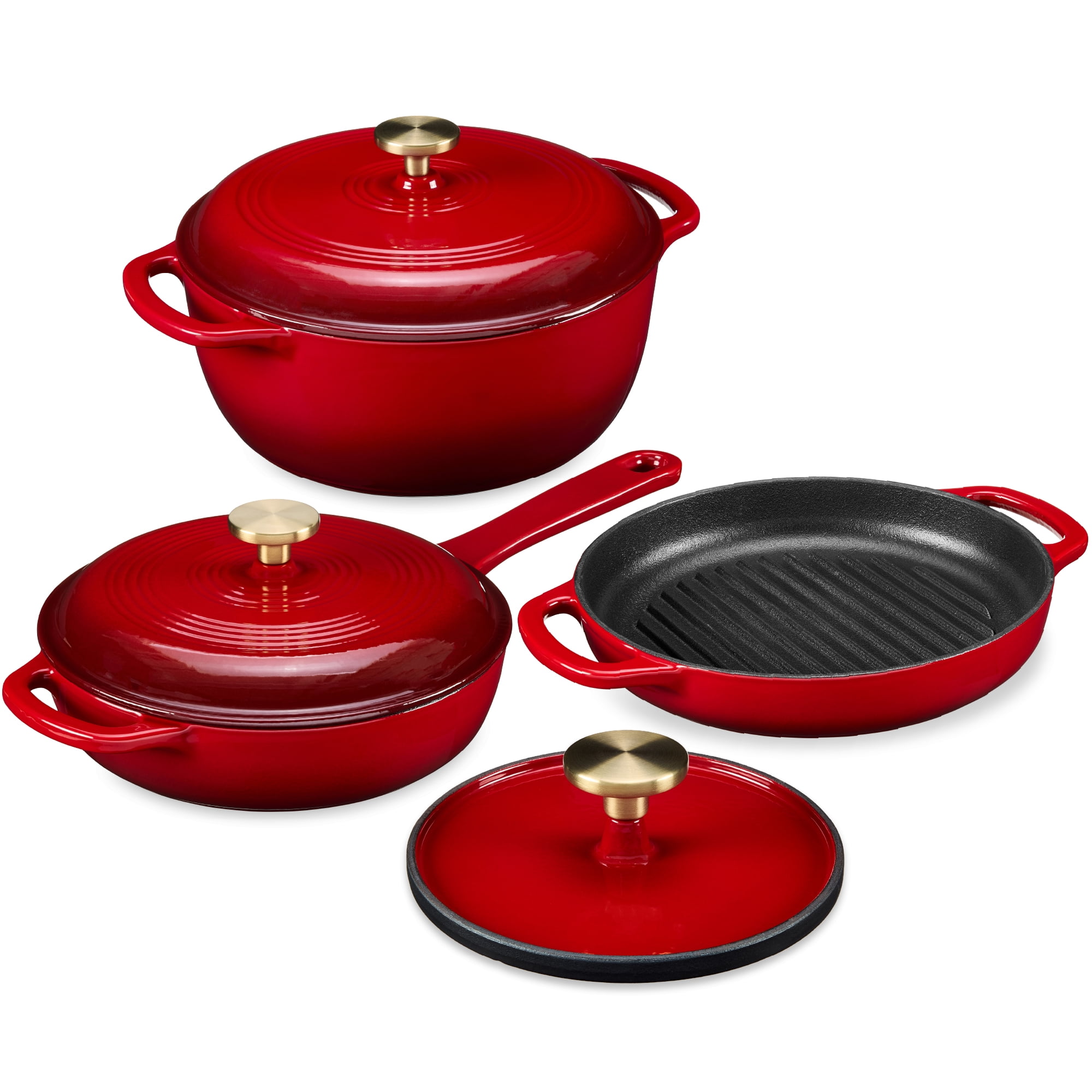 Best Choice Products 6-Piece Enameled Cast Iron Cookware Set, 6QT Dutch ...