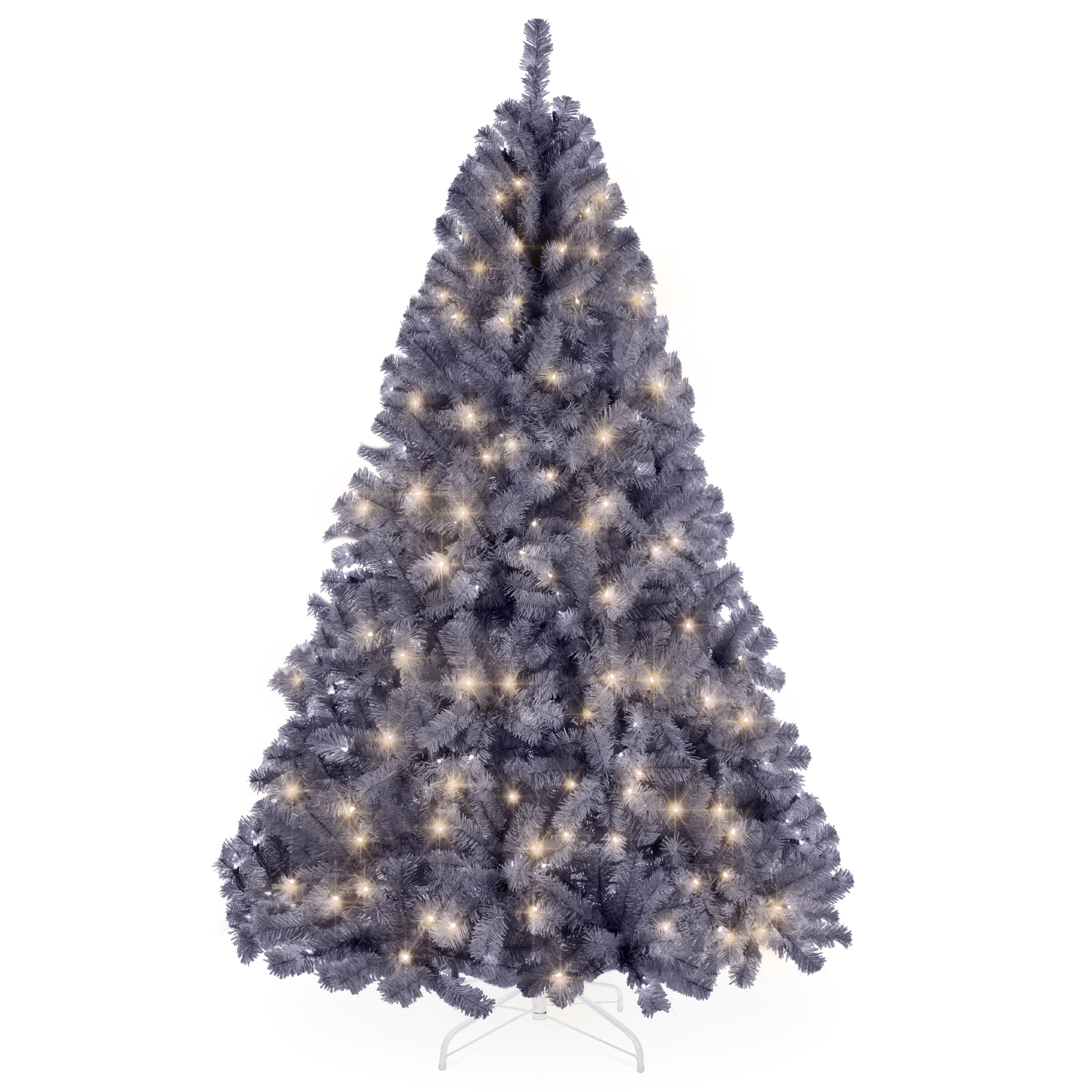 Best Choice Products 6ft Pre-Lit Charcoal Gray Christmas Tree ...
