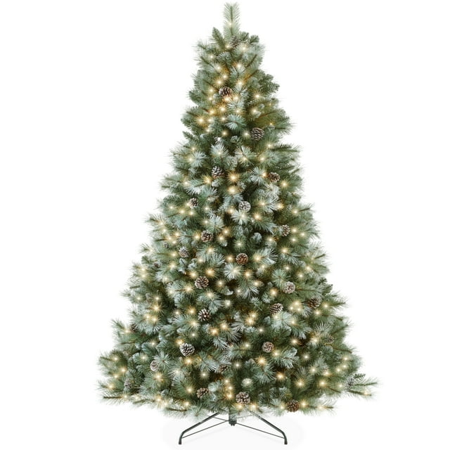 Best Choice 6ft Pre-Lit Frosted Christmas Tree, Artificial, 946 Tips ...