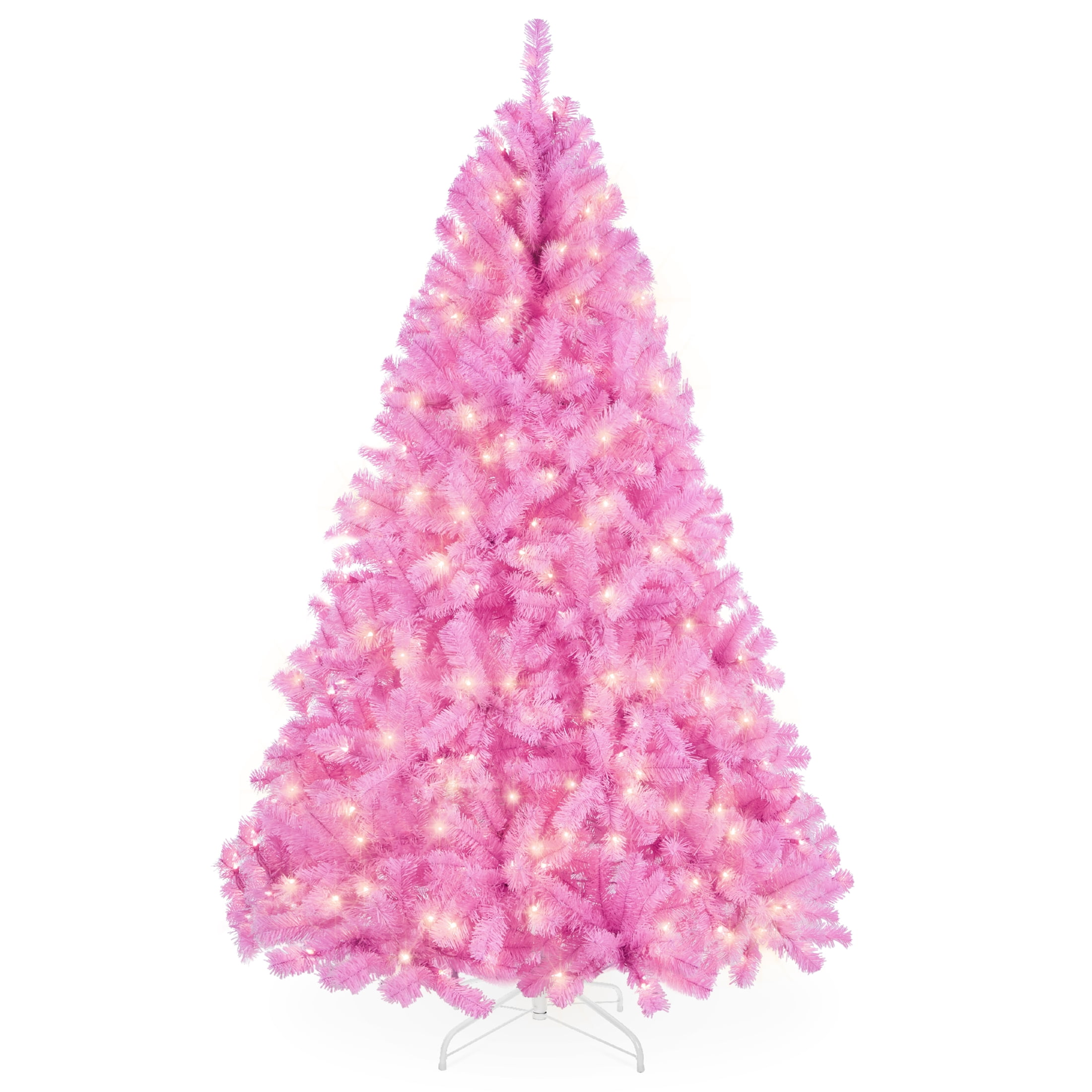Best Choice Products 6ft Pre-Lit Pink Christmas Tree, Artificial ...