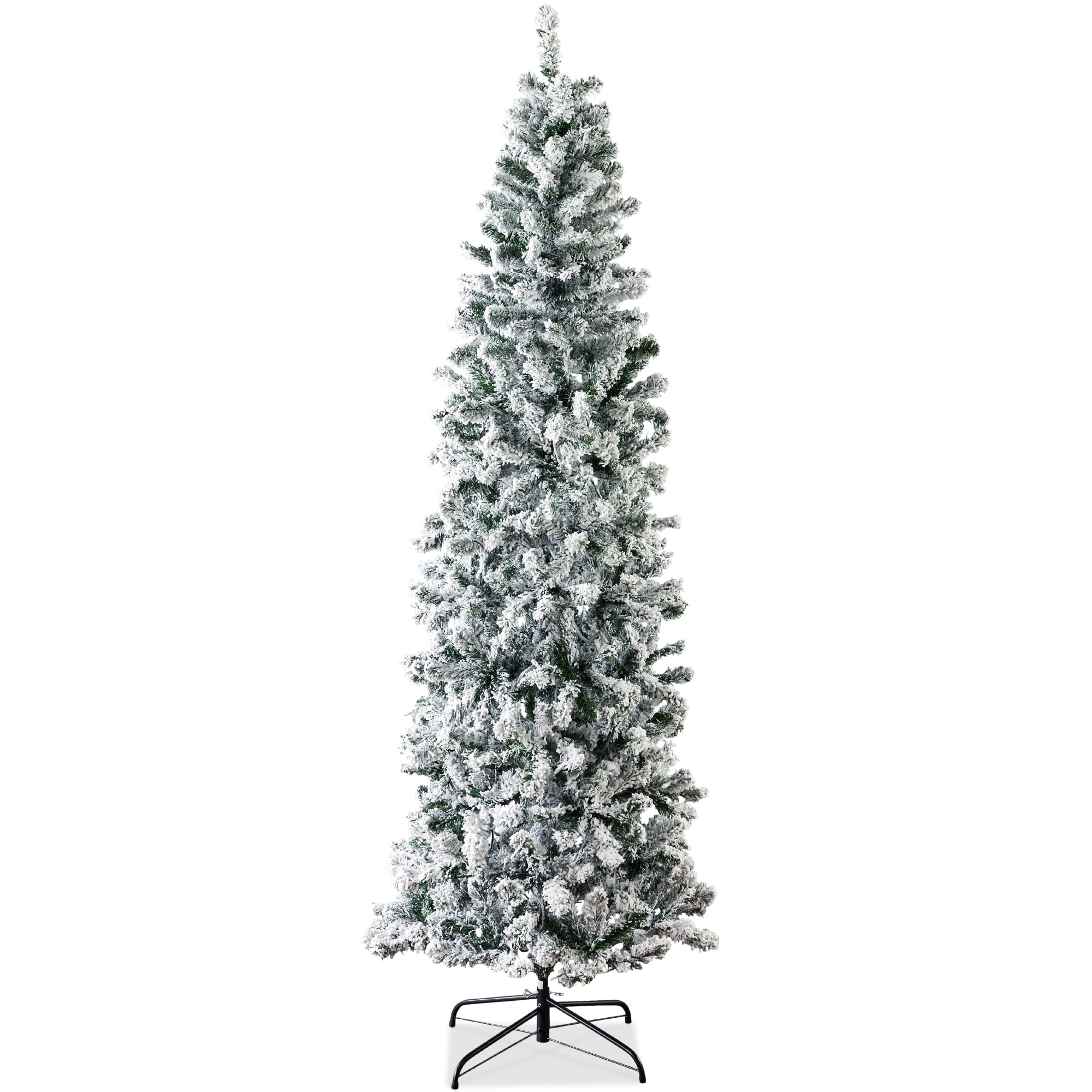 Best Choice Products 6ft Snow Flocked Artificial Pencil Christmas Tree ...