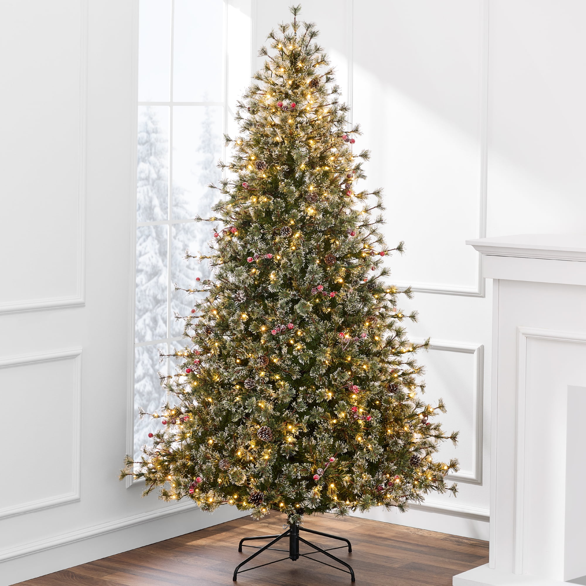 Best Choice Products 7.5ft Pre-Lit Cashmere Xmas Tree, Semi-Flocked ...
